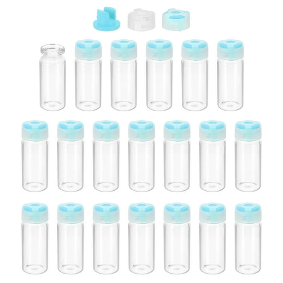 Uxcell Clear Glass Sample Vials, Liquid Bottles 20pack Blue 10ml ...