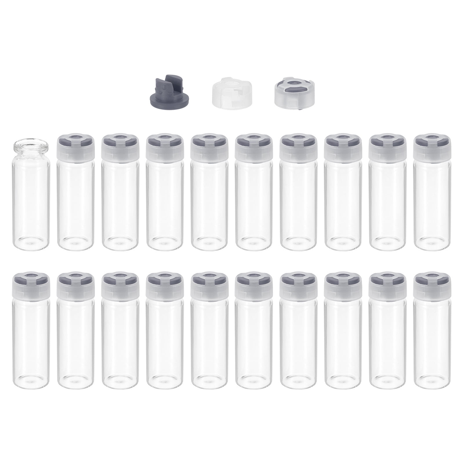 Uxcell Clear Glass Sample Vials, Liquid Bottles 20pack Gray 15ml ...