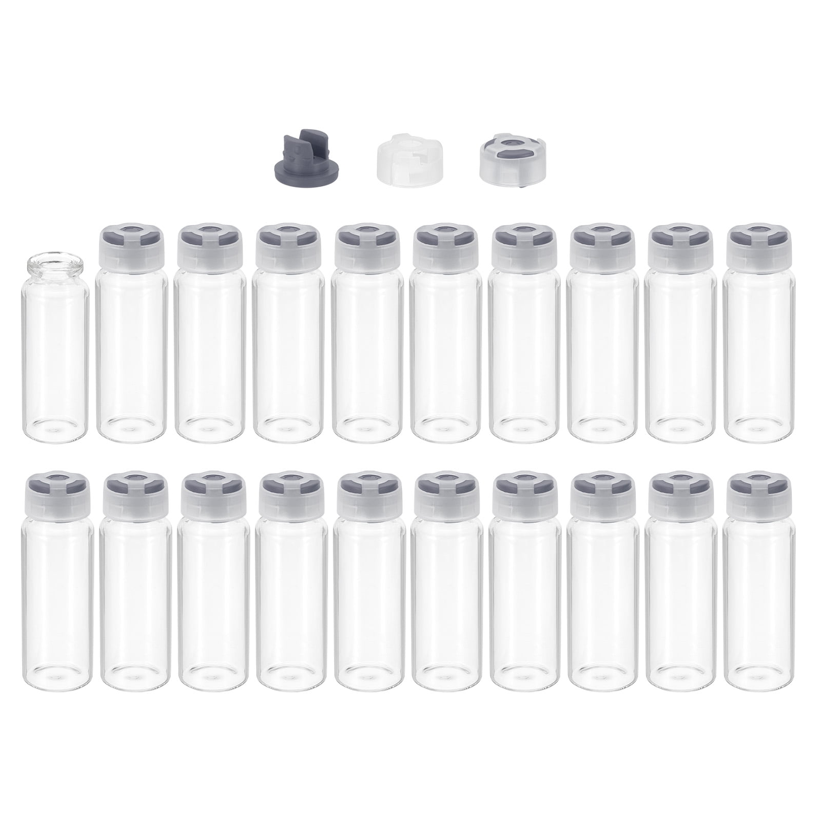 Uxcell Clear Glass Sample Vials, Liquid Bottles 20pack Gray 20ml ...