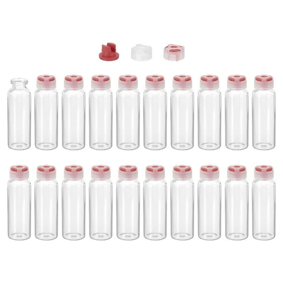 Uxcell Clear Glass Sample Vials, Liquid Bottles 20pack Red 30ml ...