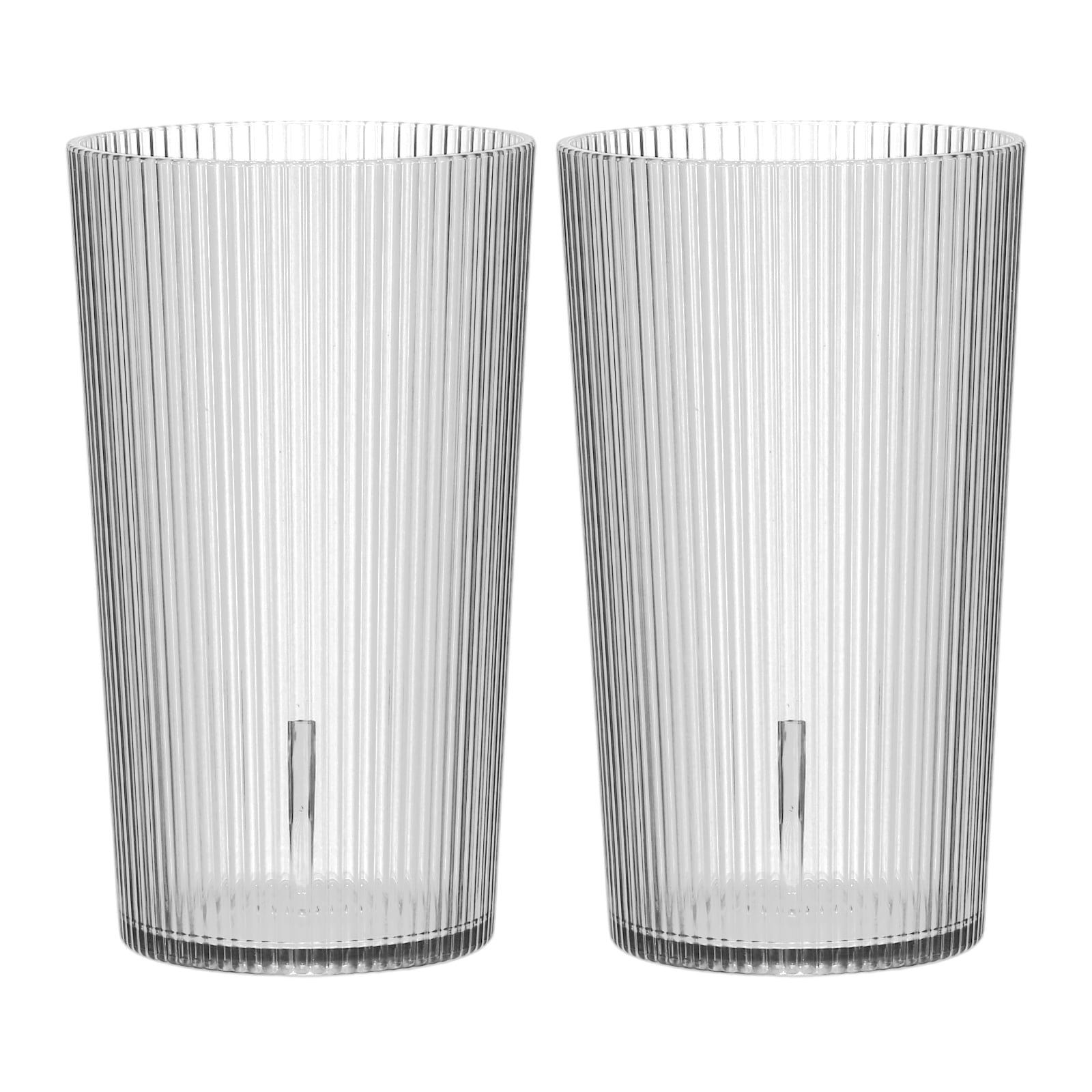 Uxcell Clear Plastic Reusable Drinking Glasses, 11.8oz Ribbed Drinking ...