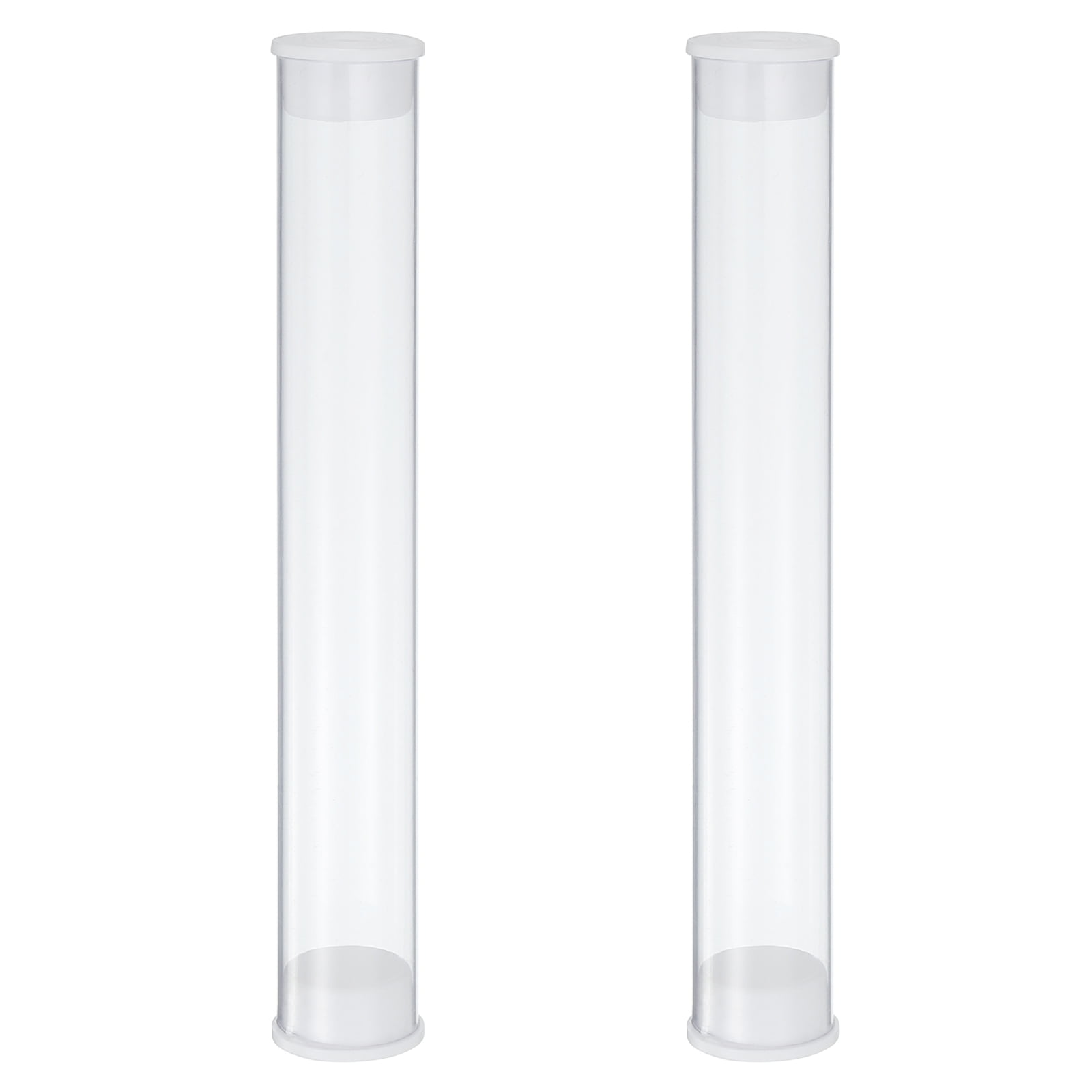 Uxcell Clear Rigid Tube Plastic Tubing with End Caps, 110mm Length ...