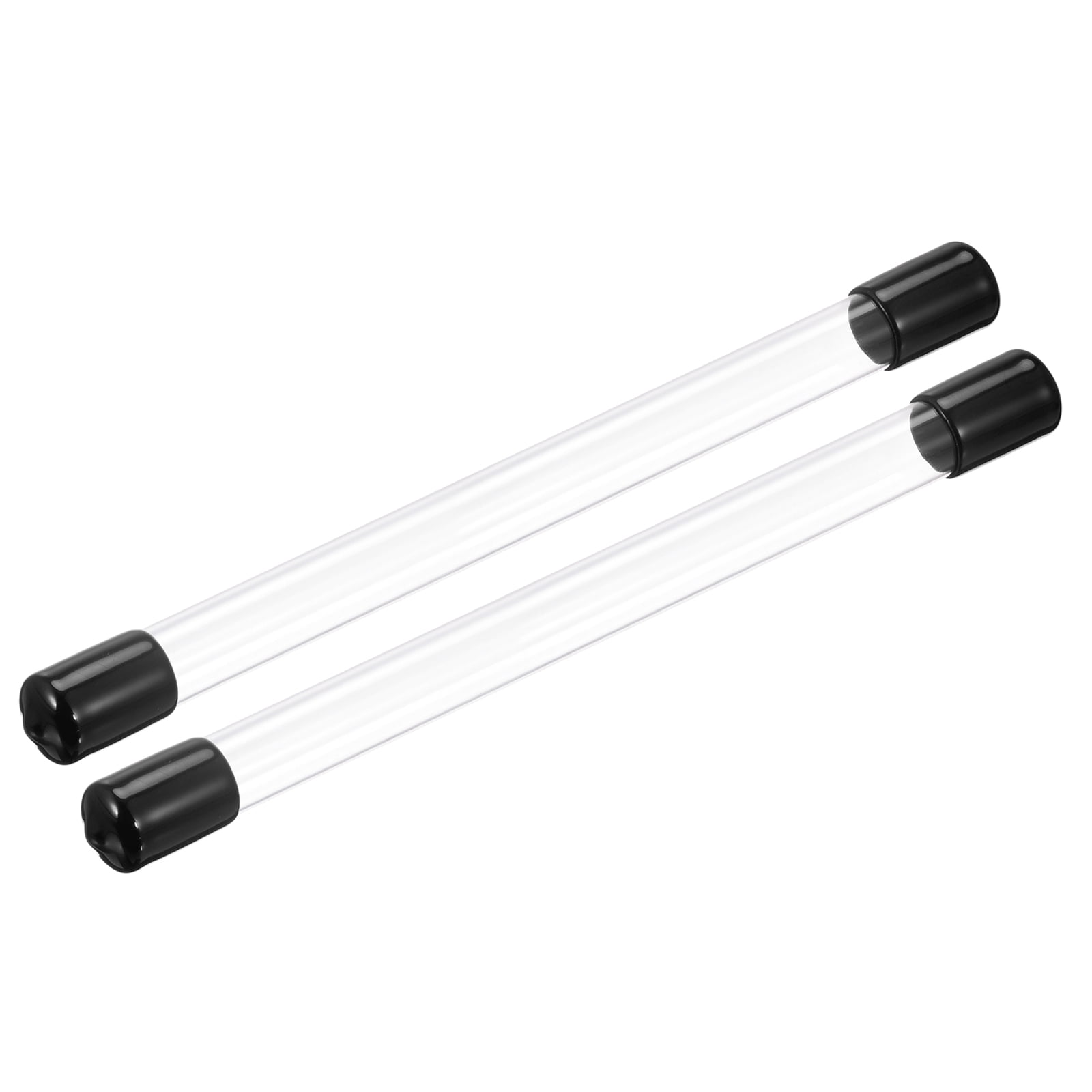 Uxcell Clear Rigid Tube Round Plastic Tubing with Black Rubber Caps ...