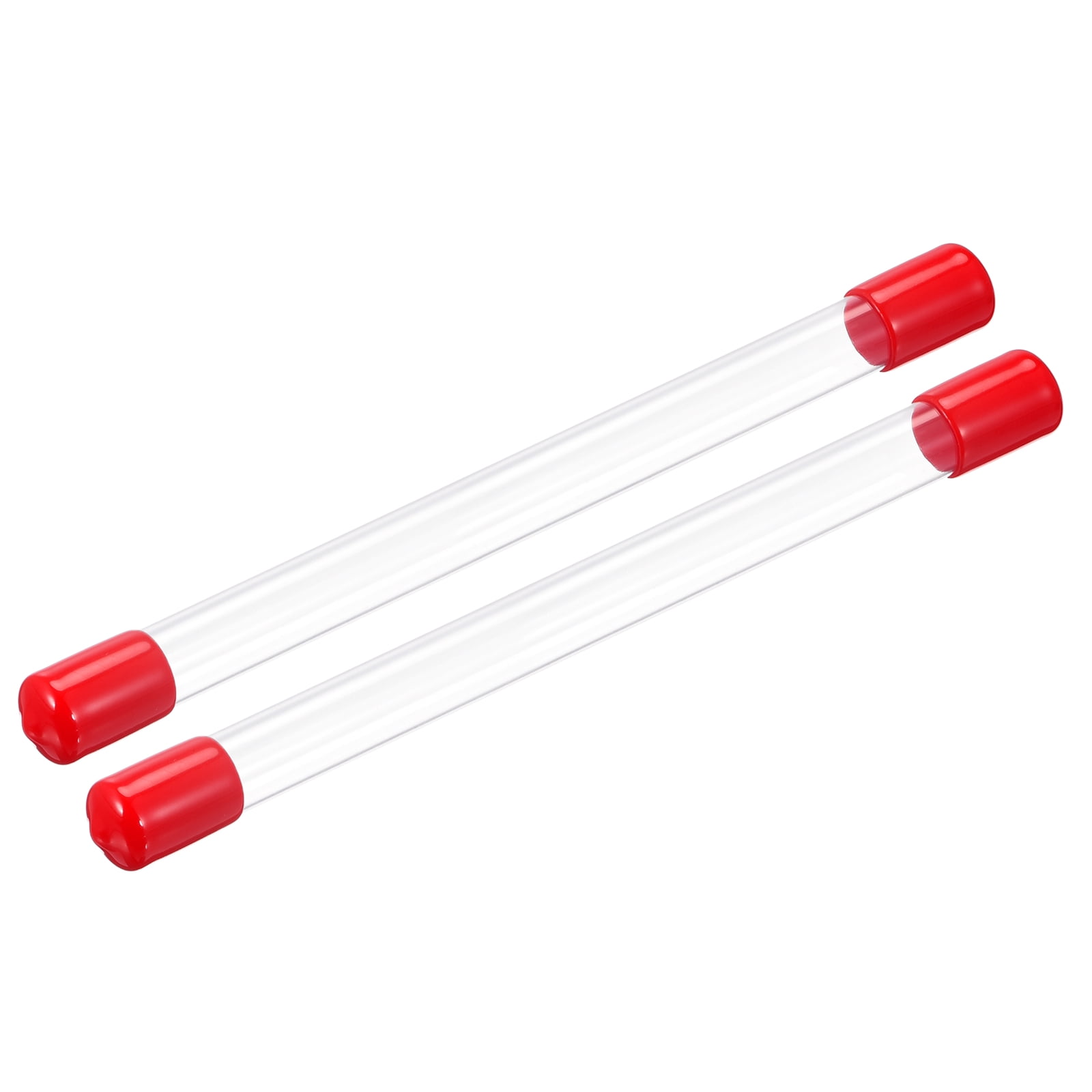 Uxcell Clear Rigid Tube Round Plastic Tubing with Red Rubber Caps ...