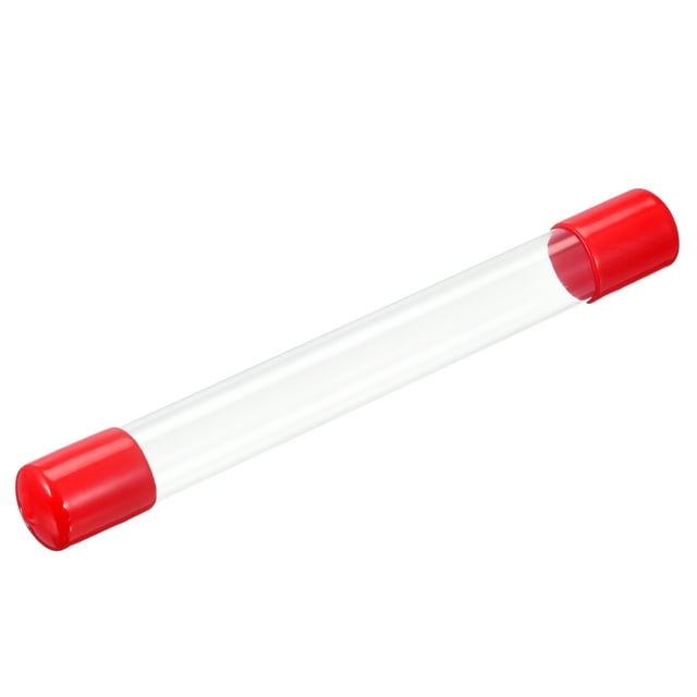 Uxcell Clear Rigid Tube Round Plastic Tubing with Red Rubber Caps ...