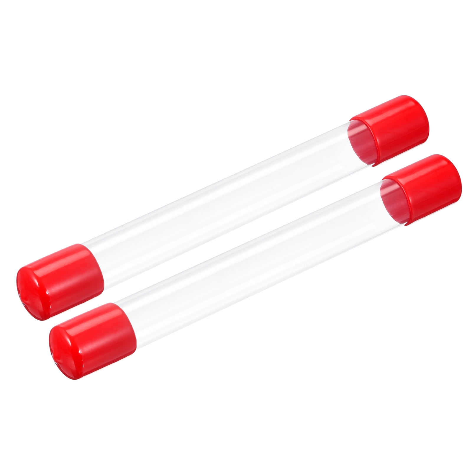 Uxcell Clear Rigid Tube Round Plastic Tubing with Red Rubber Caps ...