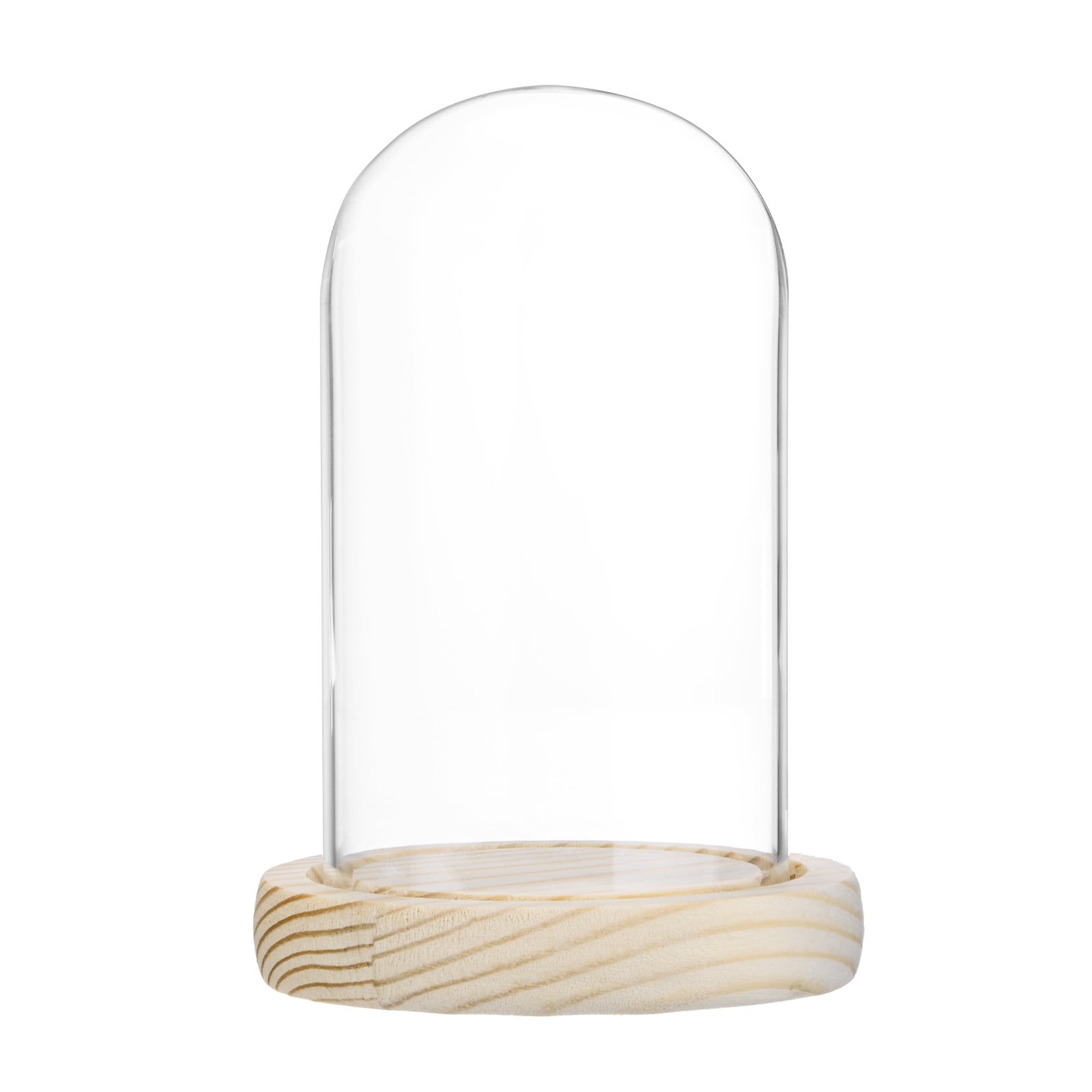 Uxcell Cloche Glass Dome, 4.7"x2.8" Display Case with Wooden Base for ...