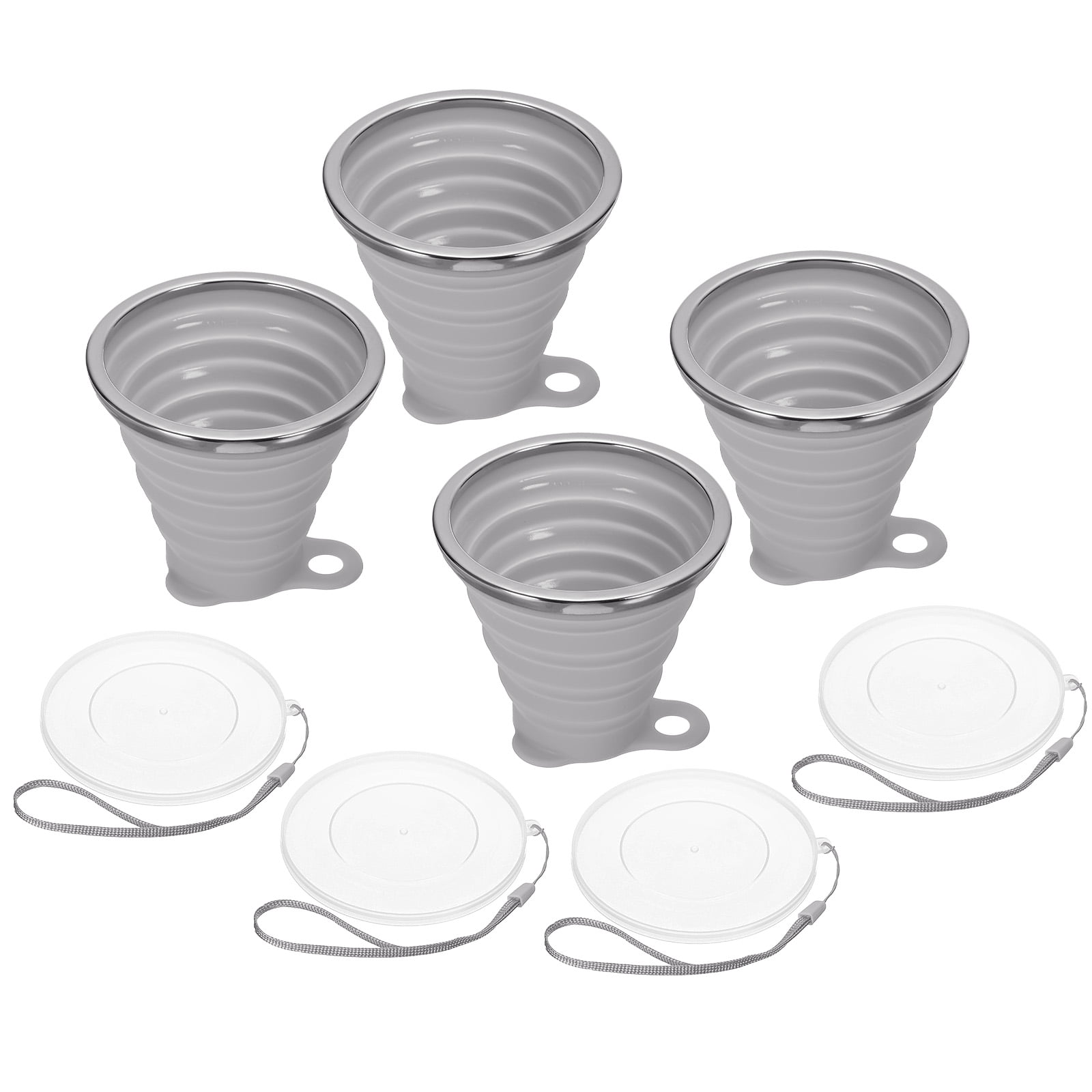 Uxcell Collapsible Travel Cup, 4 Pack 270mL Folding Cup with Lid for ...