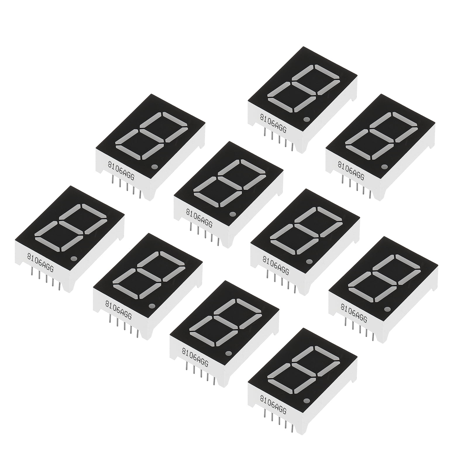 Uxcell Common Cathode 7 Segment 10 Pin 1 Bit 3.3V 0.8" LED Display ...