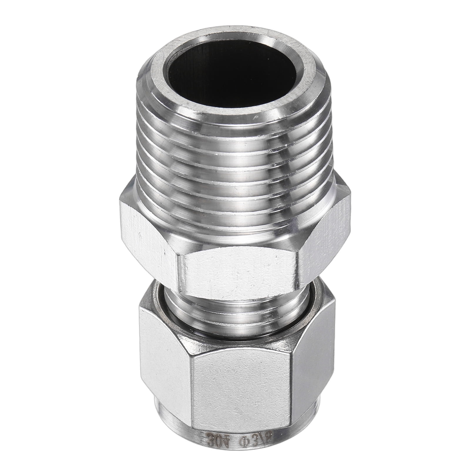 Uxcell Compression Fitting 3/8" x 1/2" PT Male Stainless Steel Coupler ...