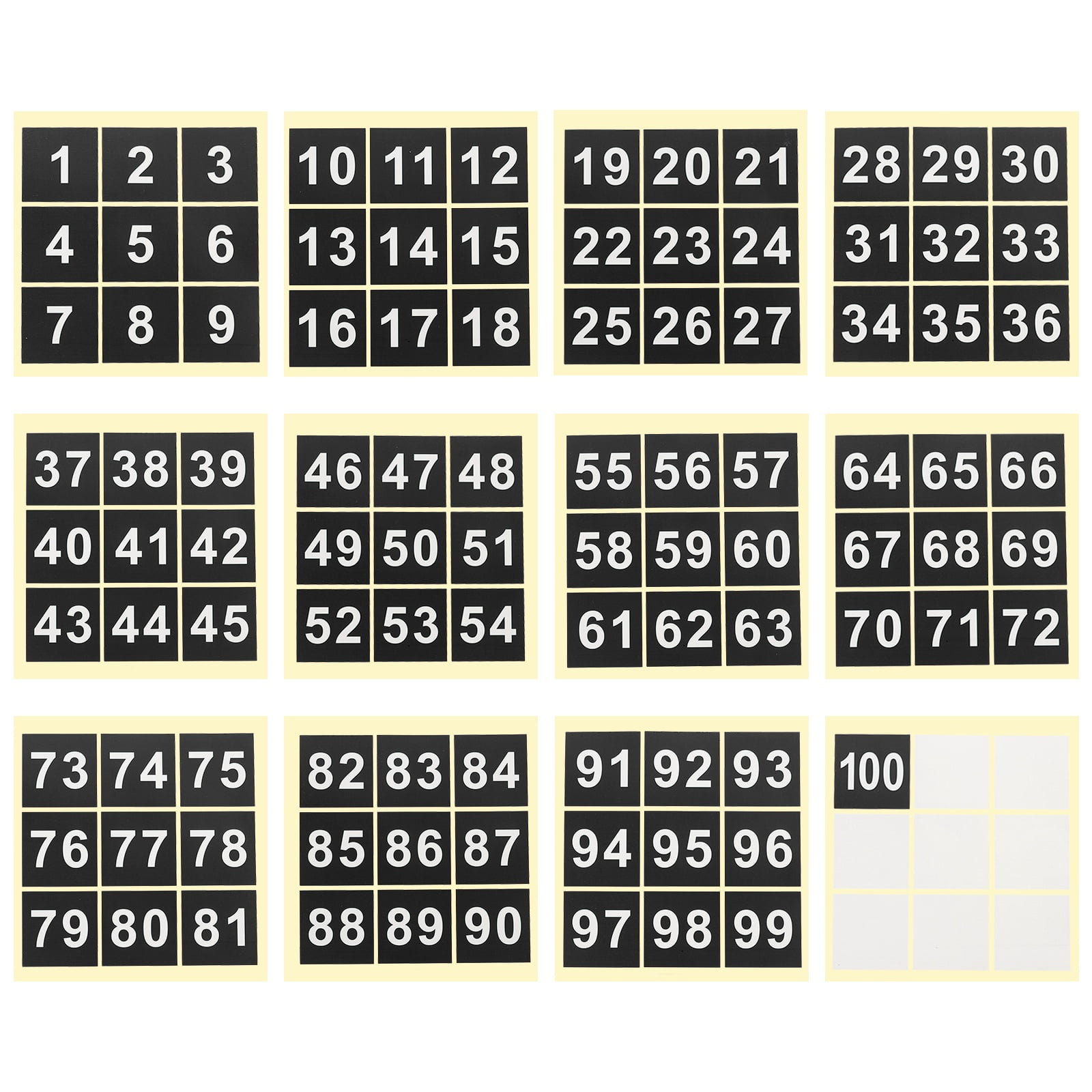 Uxcell Consecutive Number Stickers Square Self-Adhesive Vinyl Decals for Inventory Storage Black ...
