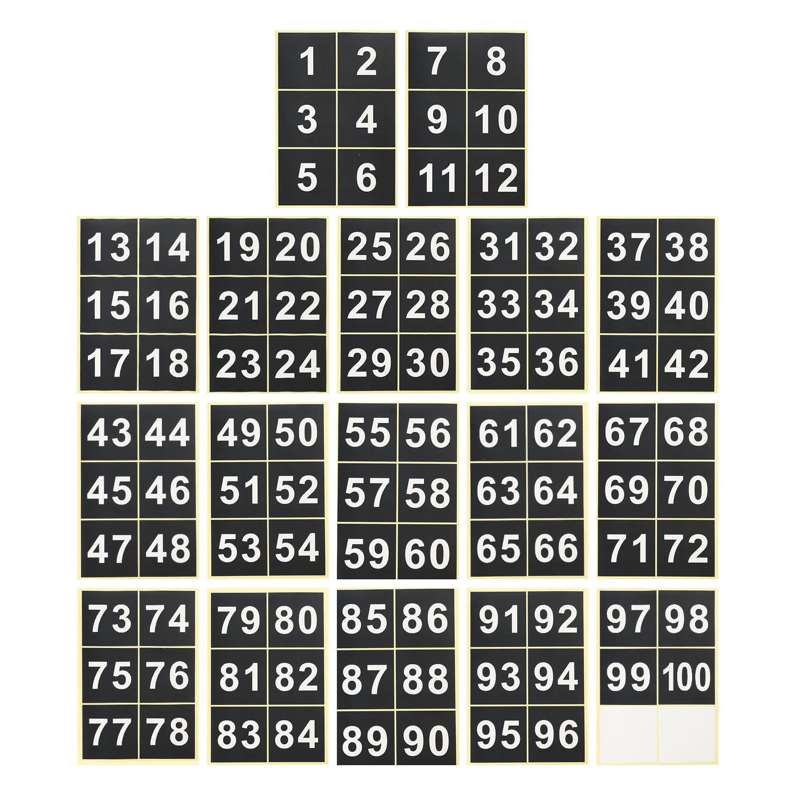 Uxcell Consecutive Number Stickers Square Self-Adhesive Vinyl Decals ...