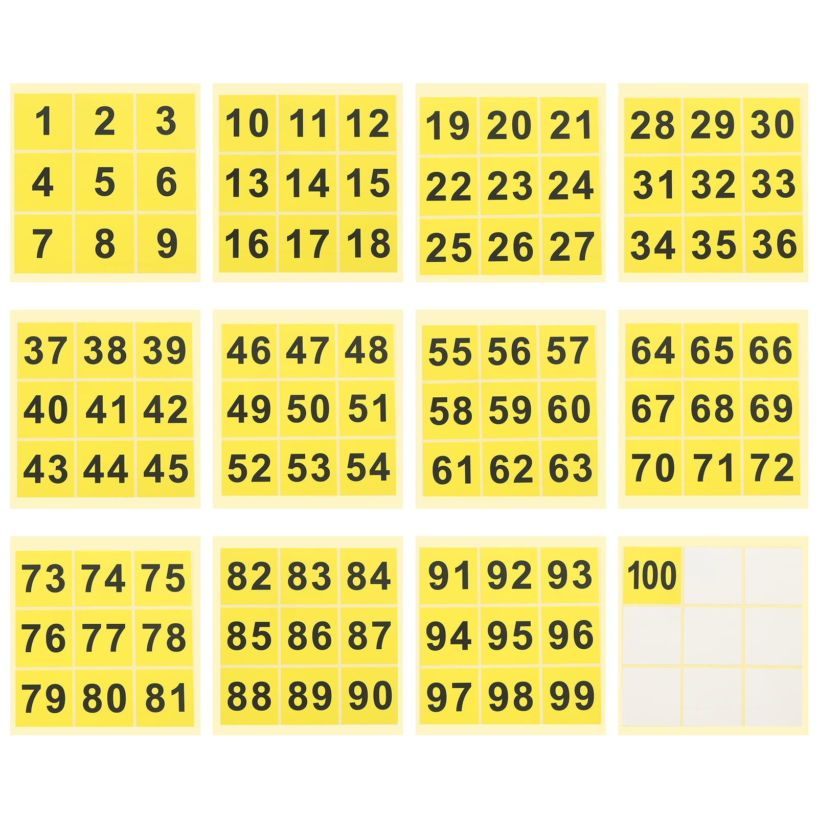 Uxcell Consecutive Number Stickers Square Self-Adhesive Vinyl Decals ...