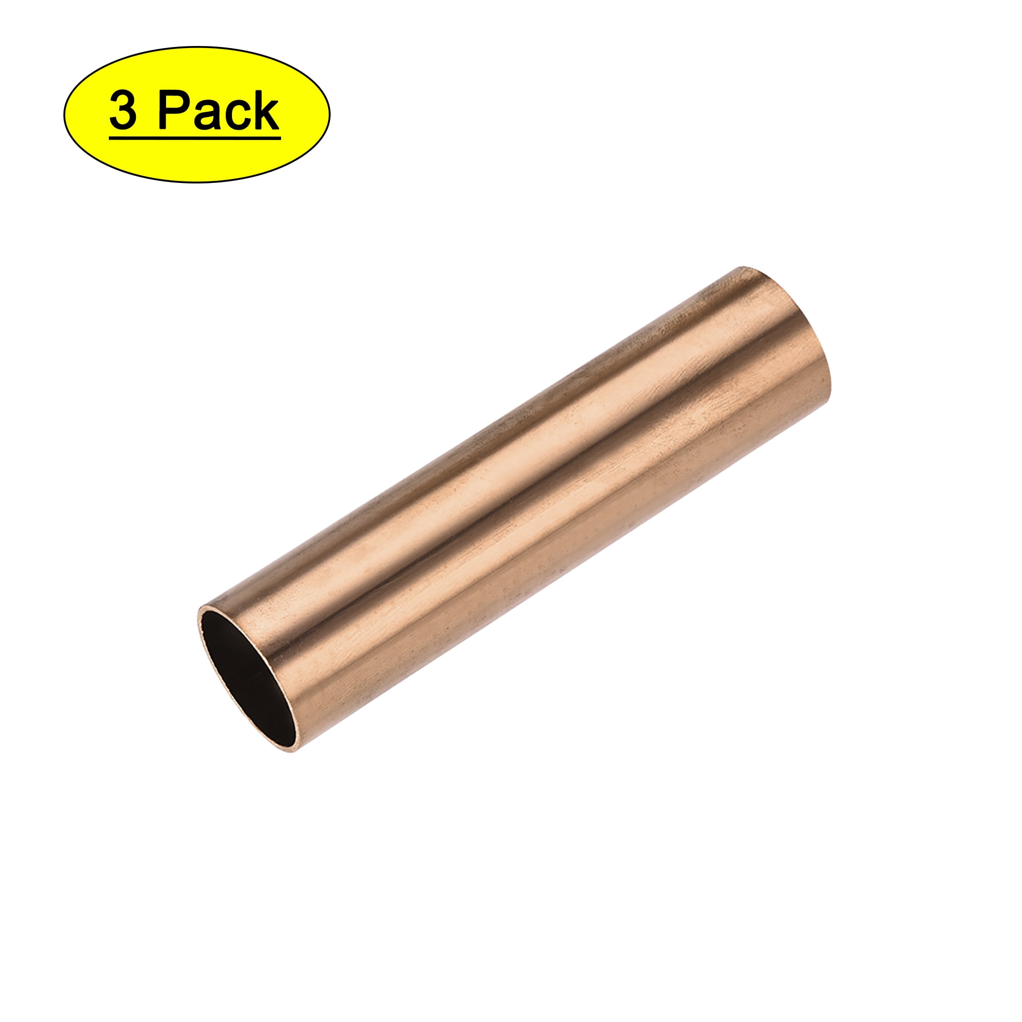 Uxcell Copper Round Tube, Seamless Straight Tubing 25mm x 1mm x 100mm ...