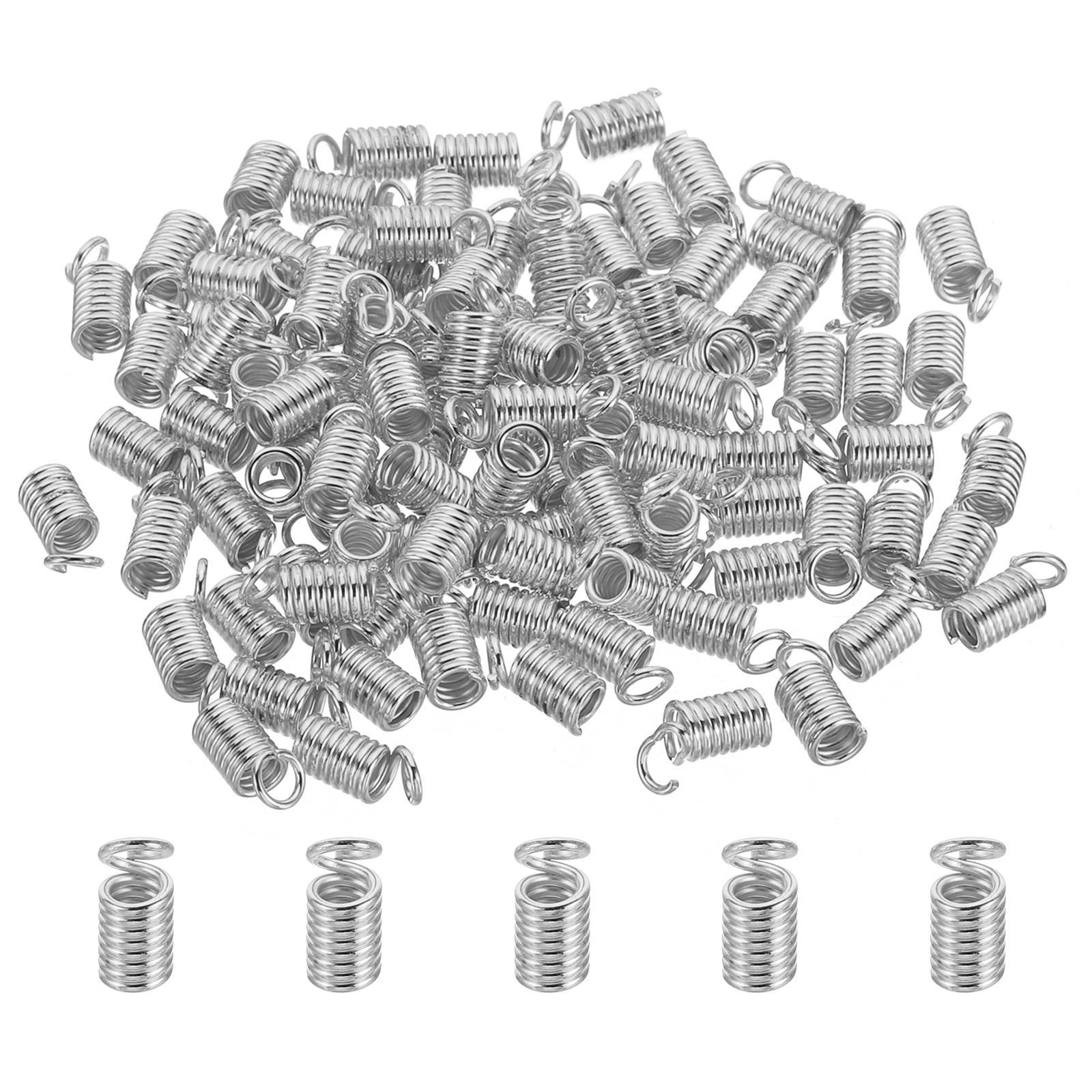 Uxcell Cord End Caps, 100Pcs 4x9mm Metal Spring Coil End Tips Crimp ...