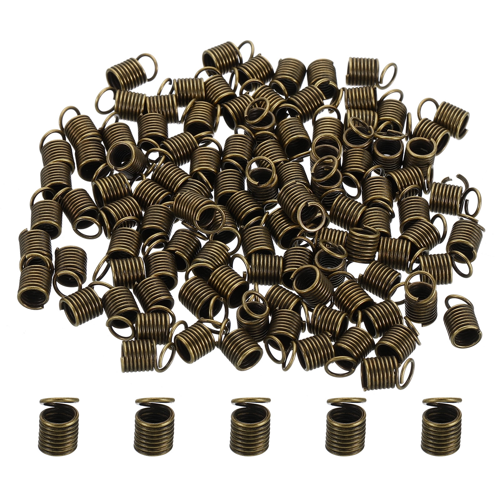 Uxcell Cord End Caps, 100Pcs 5.5x9mm Metal Spring Coil End Tips Crimp ...