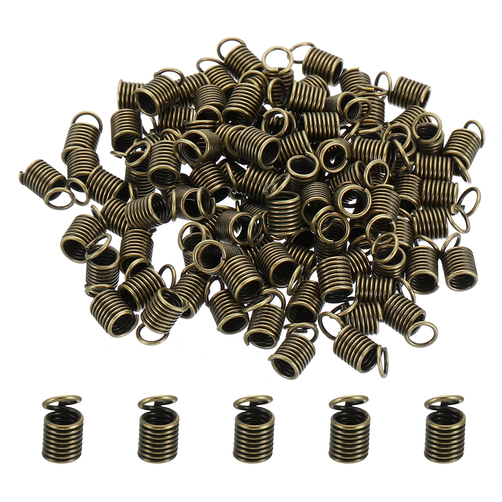 Uxcell Cord End Caps, 100Pcs 5x9mm Metal Spring Coil End Tips Crimp ...