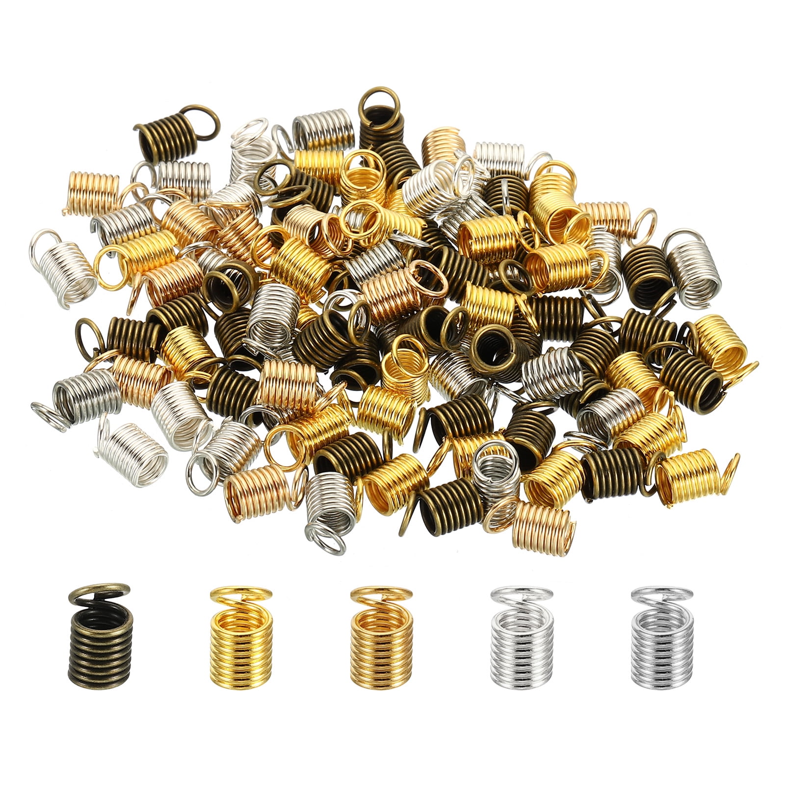Uxcell Cord End Caps, 100Pcs 5x9mm Metal Spring Coil End Tips Crimp ...