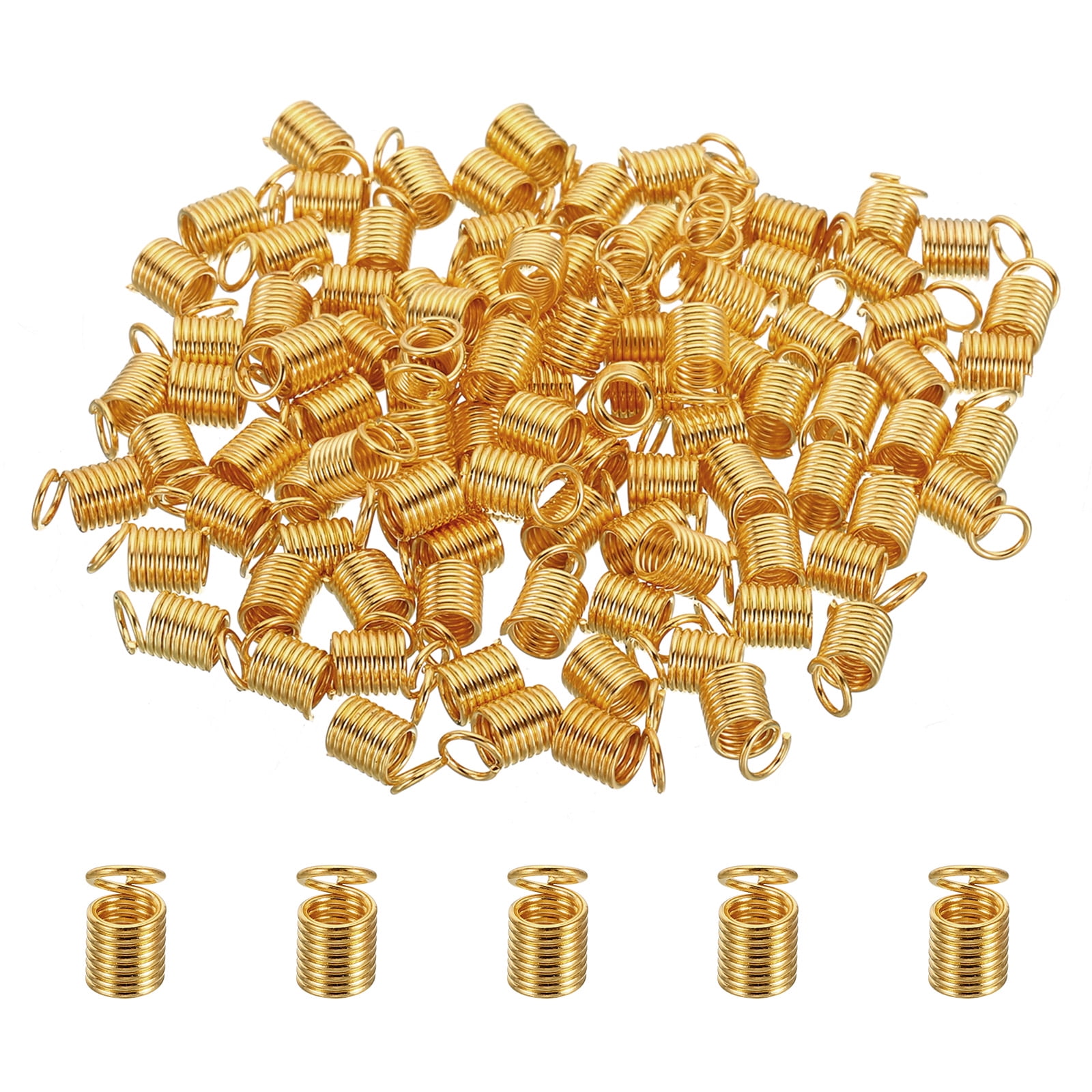 Uxcell Cord End Caps, 100Pcs 5x9mm Metal Spring Coil End Tips Crimp ...