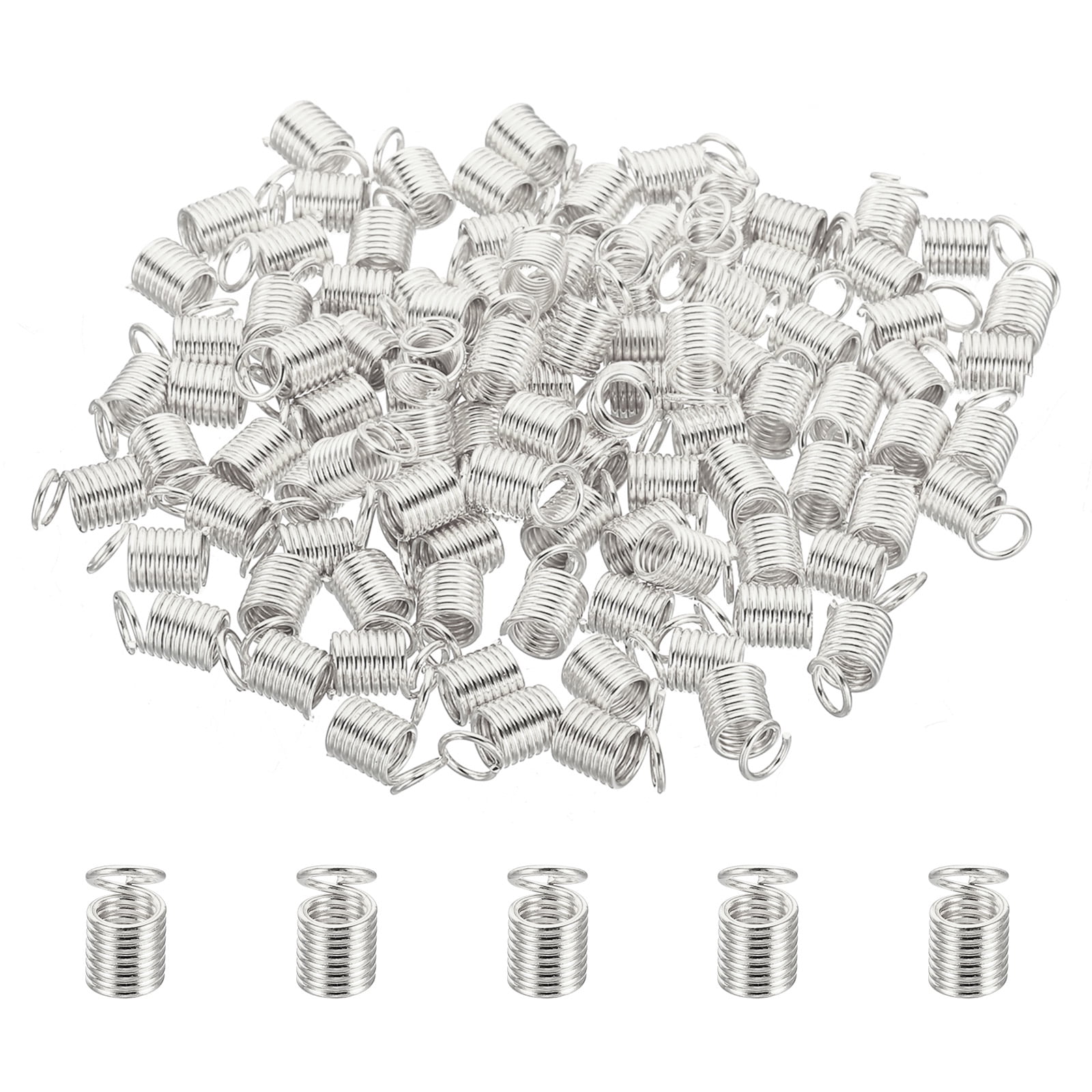 Uxcell Cord End Caps, 100Pcs 5x9mm Metal Spring Coil End Tips Crimp ...