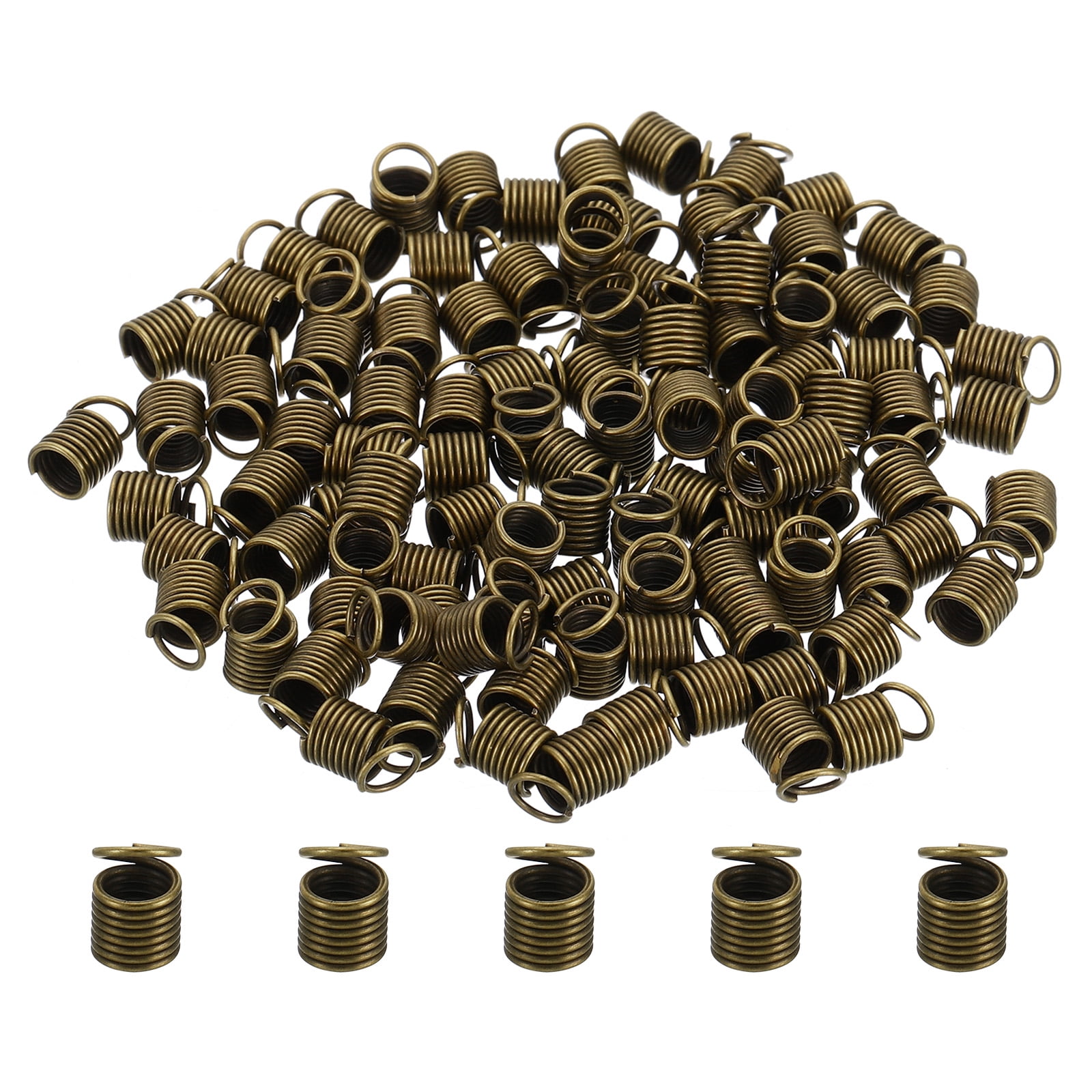 Uxcell Cord End Caps, 100Pcs 6x9mm Metal Spring Coil End Tips Crimp ...