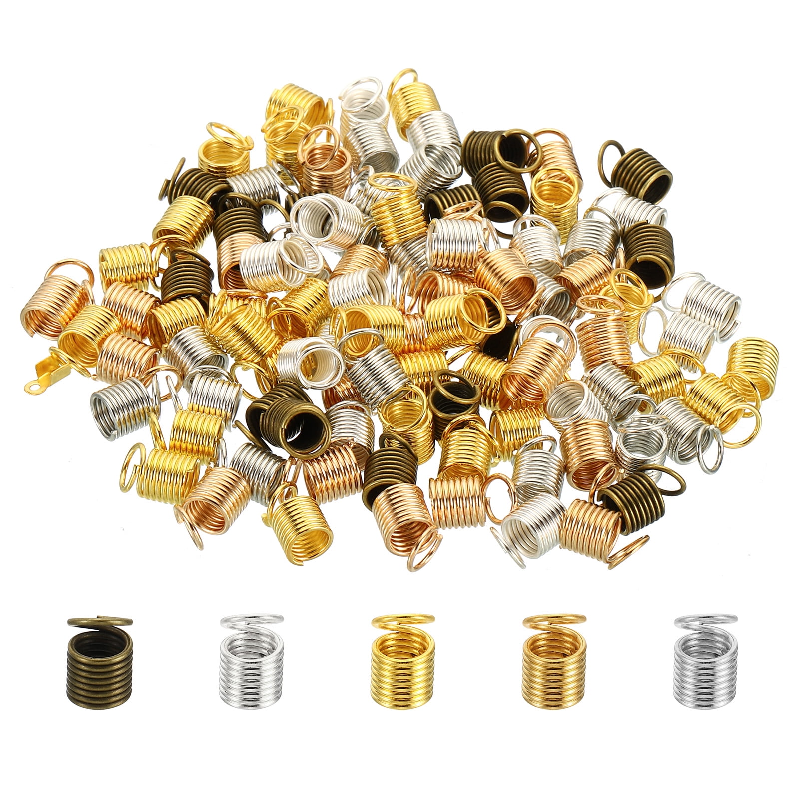 Uxcell Cord End Caps, 100Pcs 6x9mm Metal Spring Coil End Tips Crimp ...