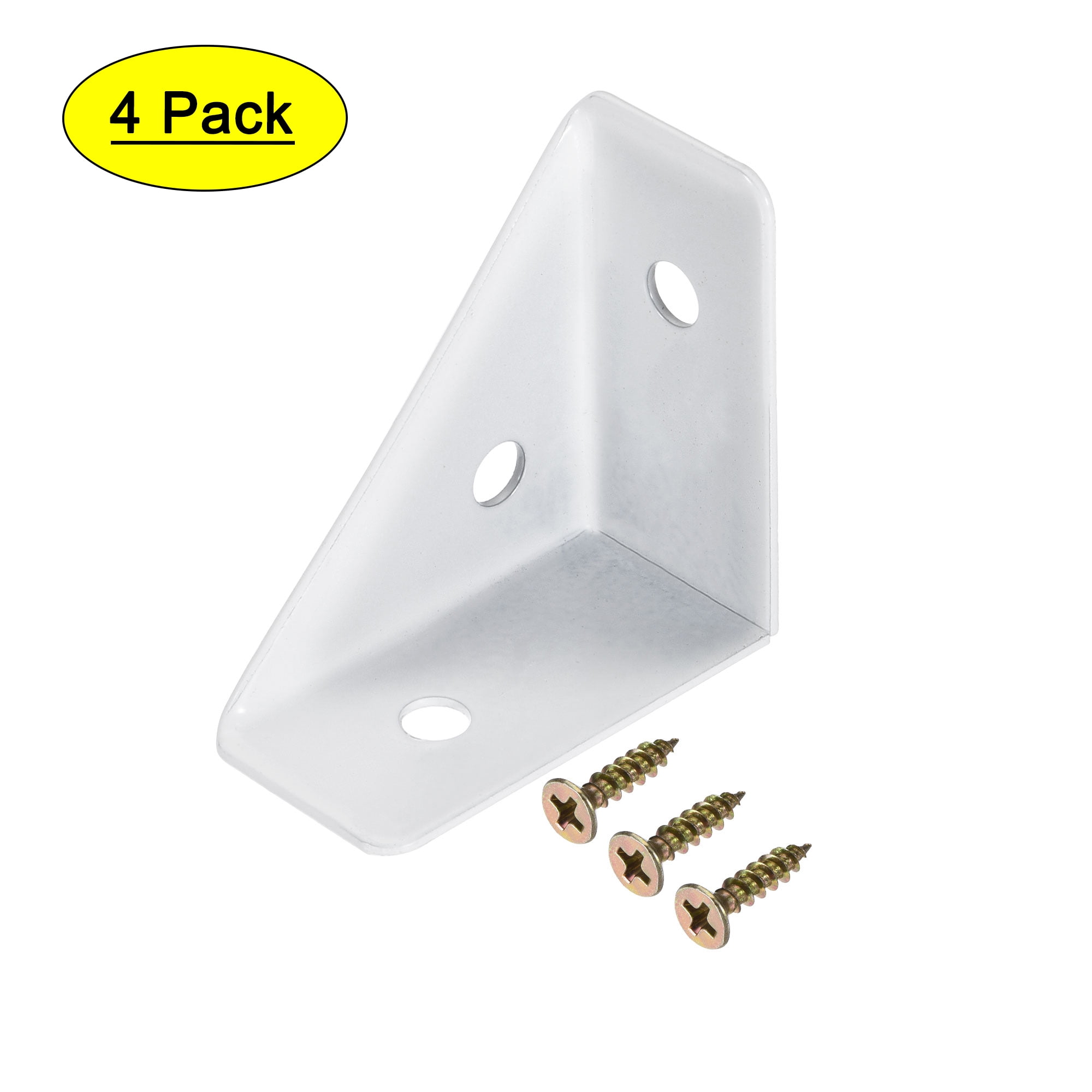 Uxcell Corner Brackets Cold Rolled Steel Braces White 1.5" x 1.5" x 0. ...