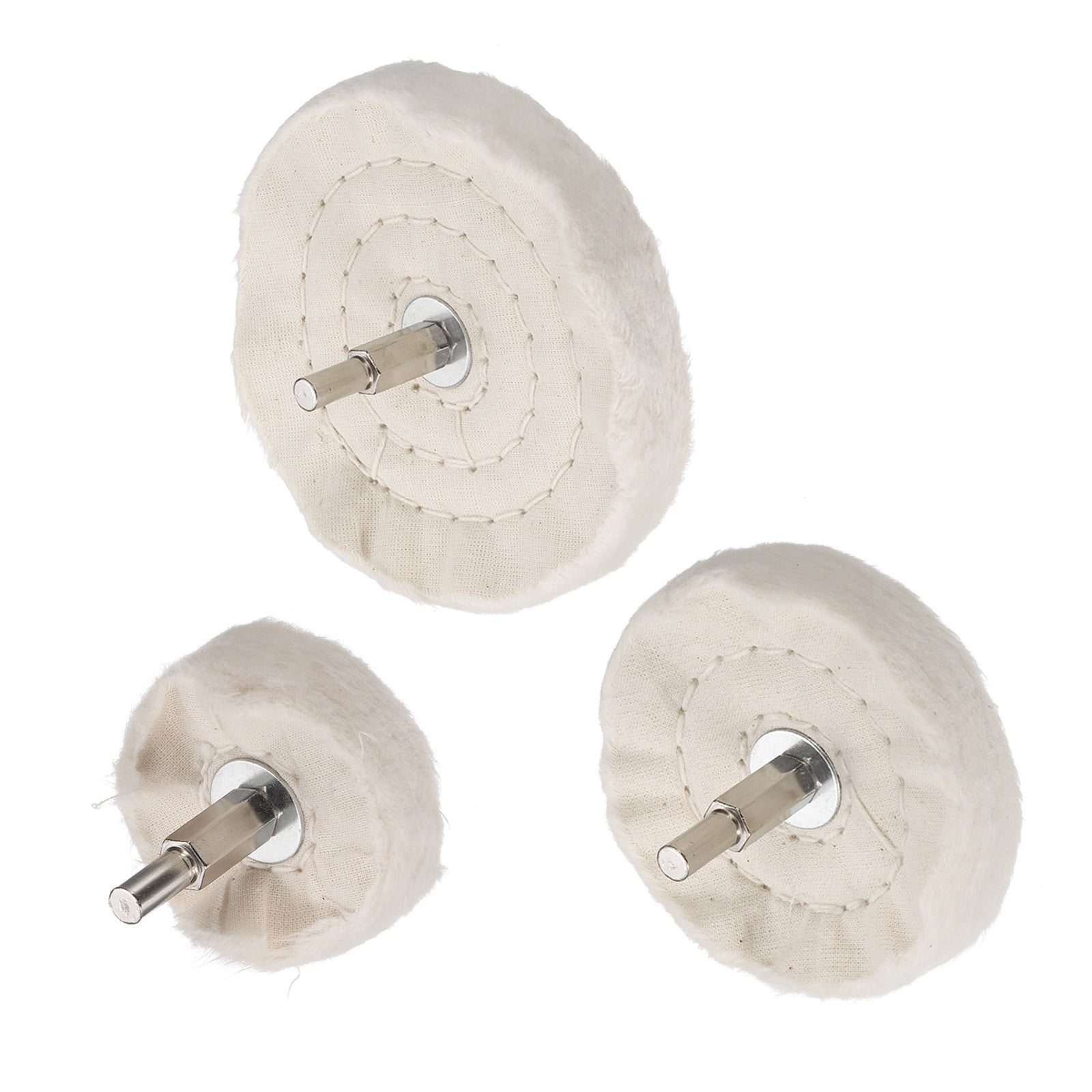 Uxcell Cotton Buffing Wheel Set 3.9"/2.8"/2" Diameter Cylindrical Shape ...
