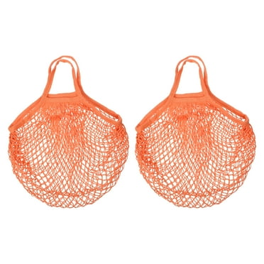 Uxcell Cotton Mesh Bag, 15x13.8" Long Handle Reusable Mesh Net String ...