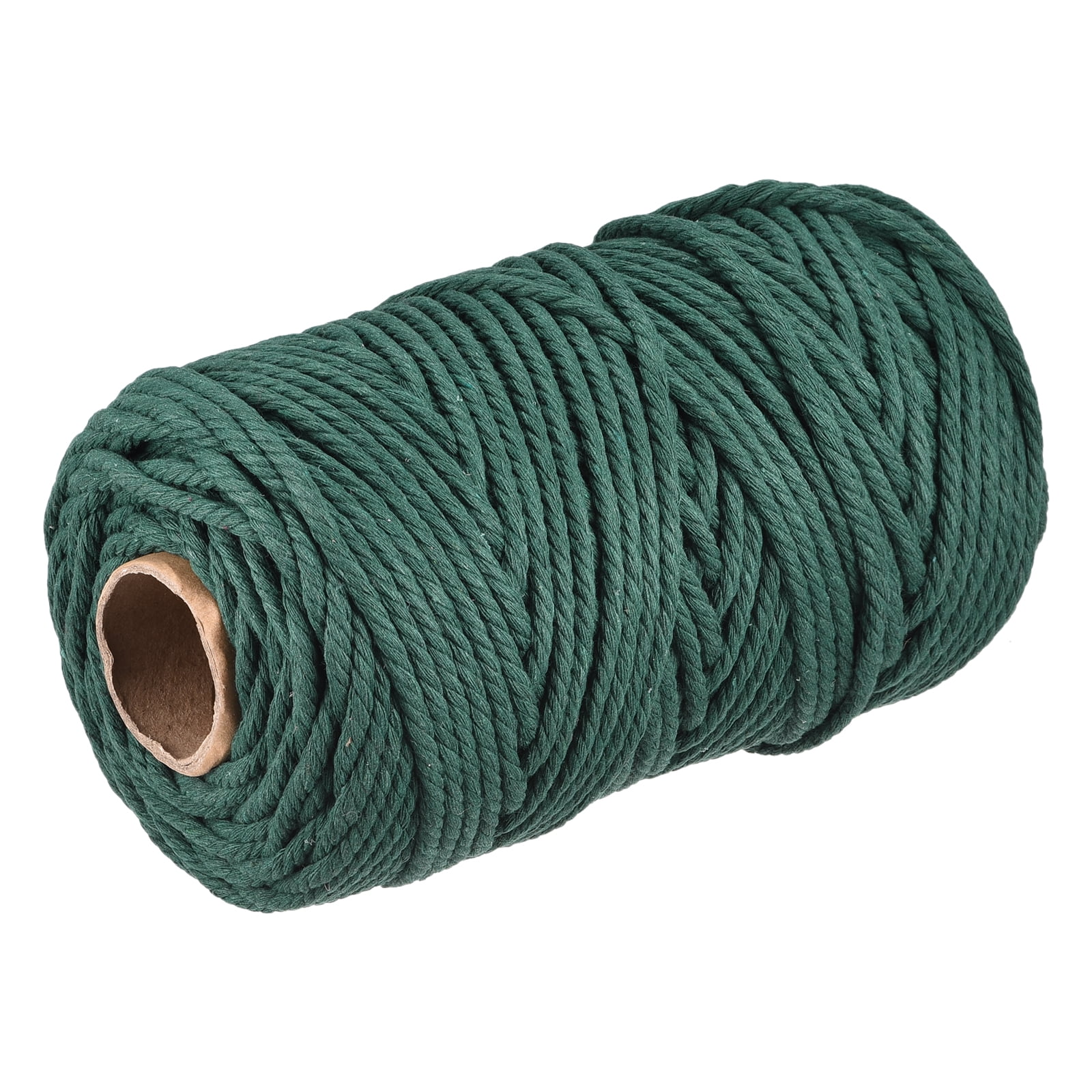 Uxcell Cotton Rope 3 Strand Twisted Braided Rope Cord, Dark Green 100m ...