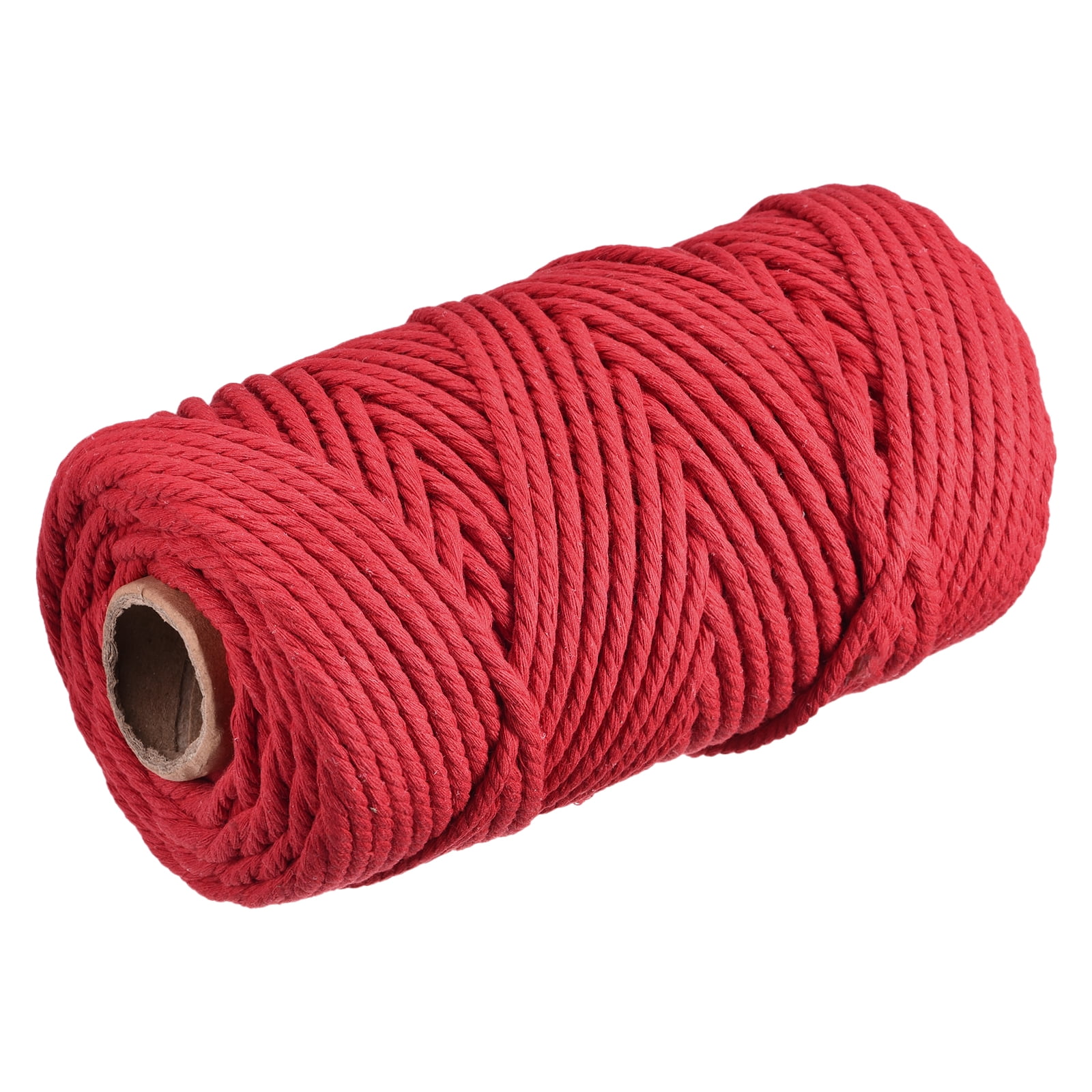 Uxcell Cotton Rope 3 Strand Twisted Braided Rope Cord, Red 100m/109 ...