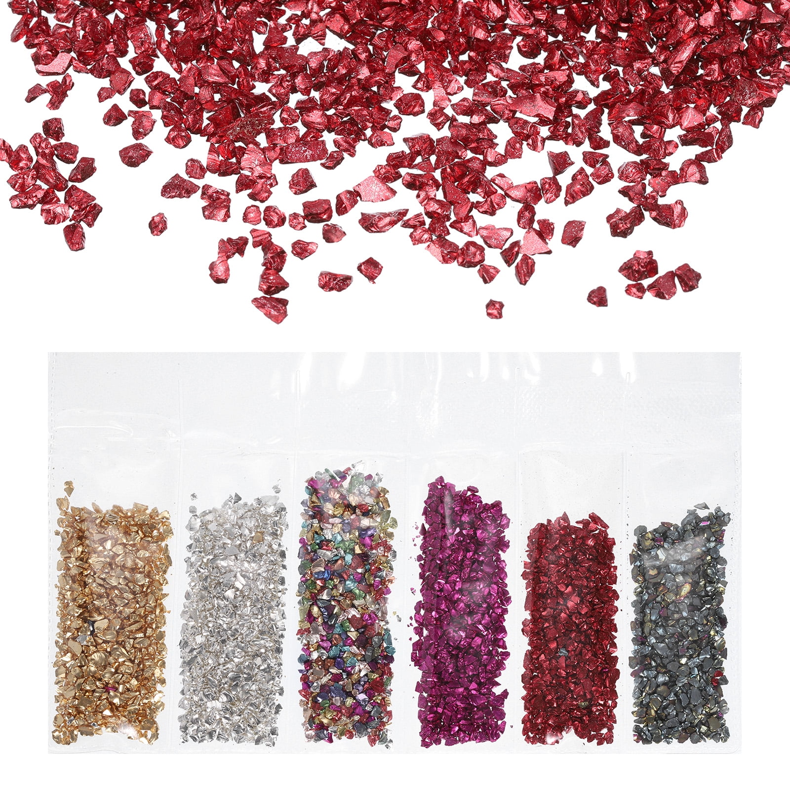 Uxcell Crushed Glass Chips High Luster 1-3mm Irregular Glass Chips for ...