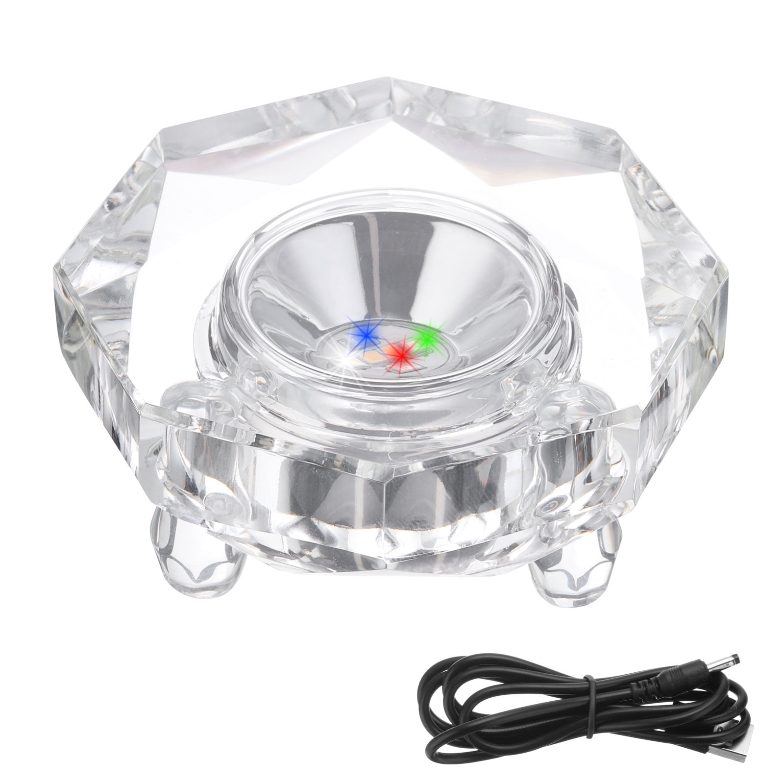 Uxcell Crystal LED Light Base, 2.99" Dia Octagon 7 Color Lights Display ...