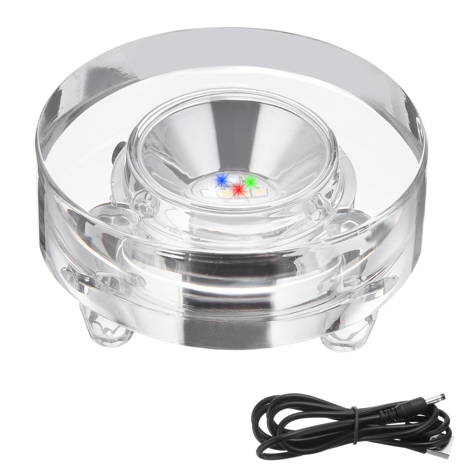 Uxcell Crystal LED Light Base, 2.99" Dia Round 7 Color Lights Display ...