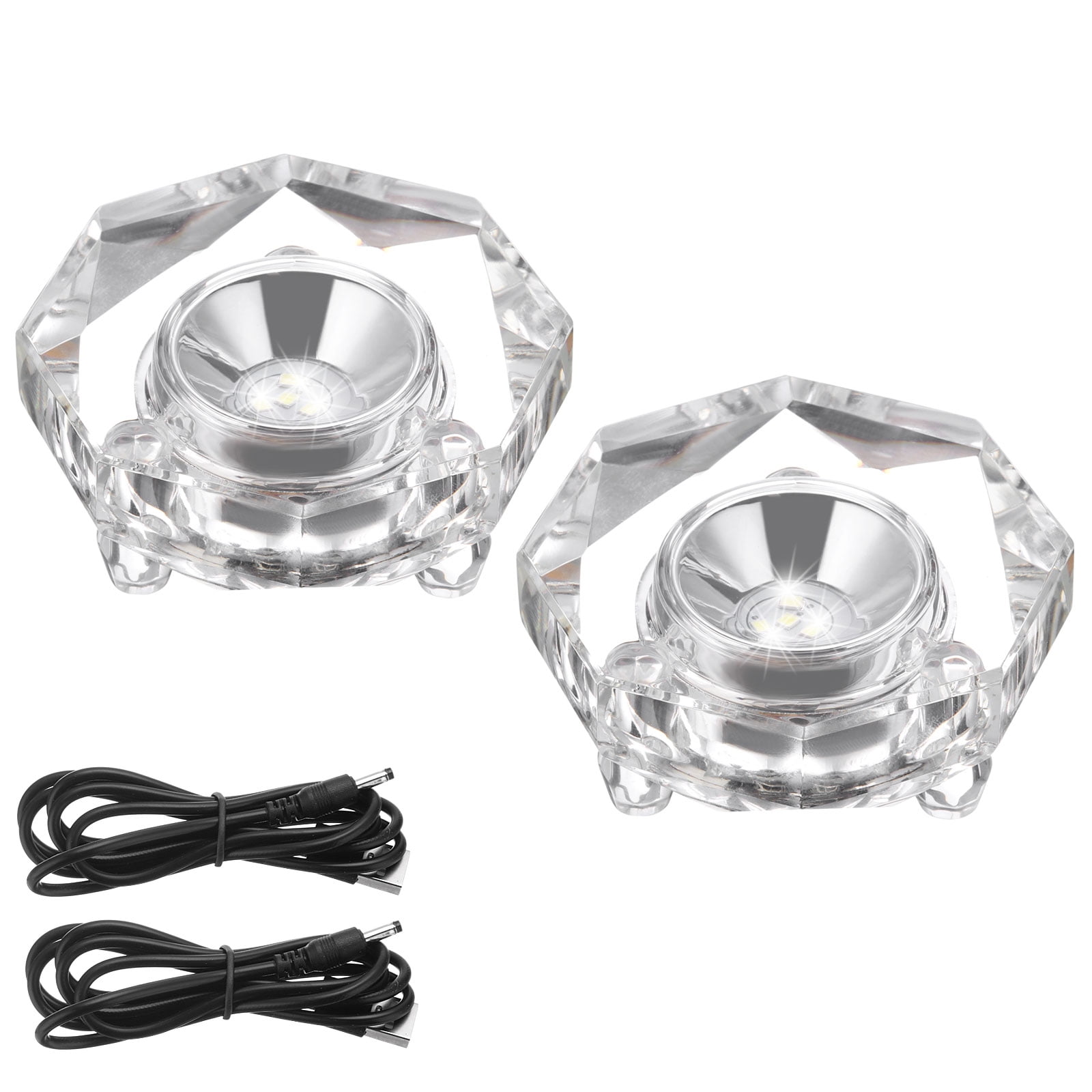 Uxcell Crystal LED Light Base, 2 Set 2.99" Dia Octagon Single White ...