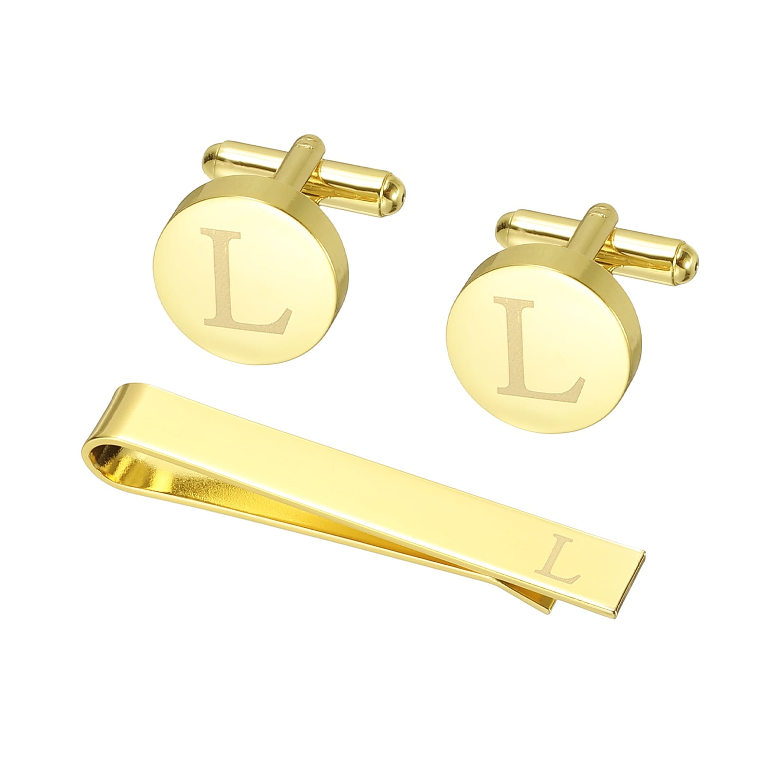 Uxcell Cuff Links, Initial Tie Clip and Cufflink Set for Men Classic ...