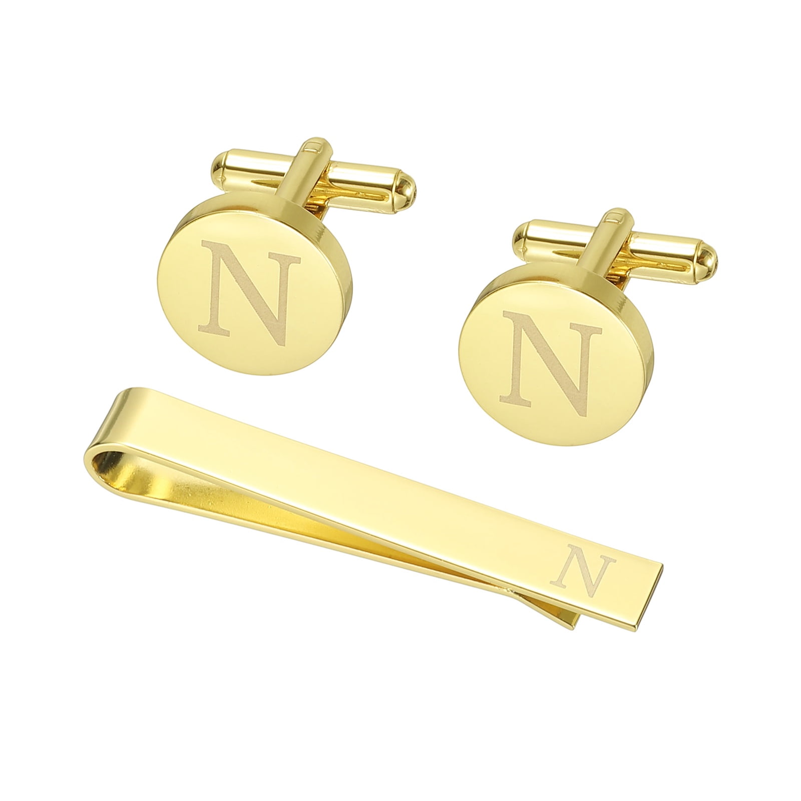 Uxcell Cuff Links, Initial Tie Clip and Cufflink Set for Men Classic ...