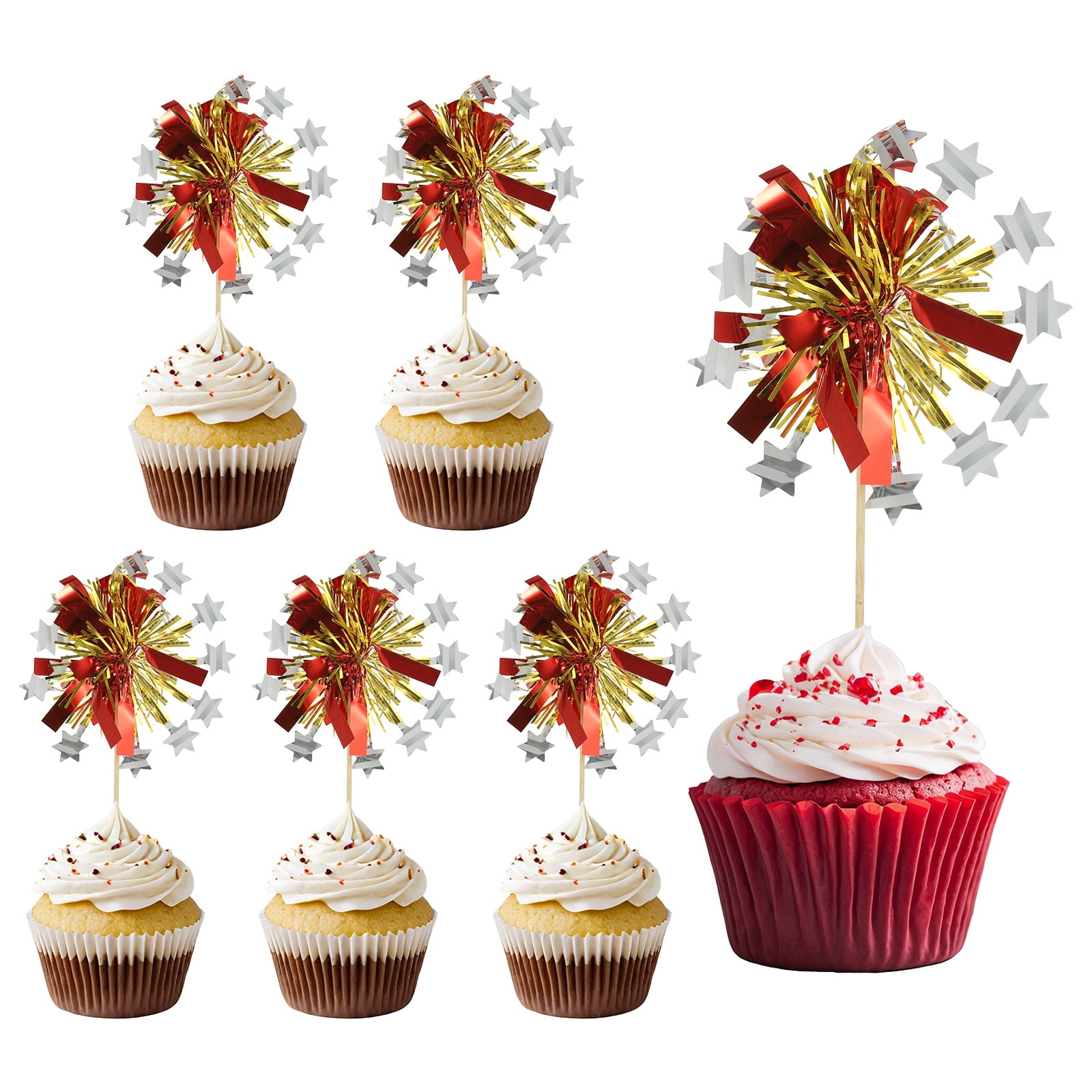 Uxcell Cupcake Toppers, 30 Pcs Sparkle Tinsel Snow Cupcake Picks ...