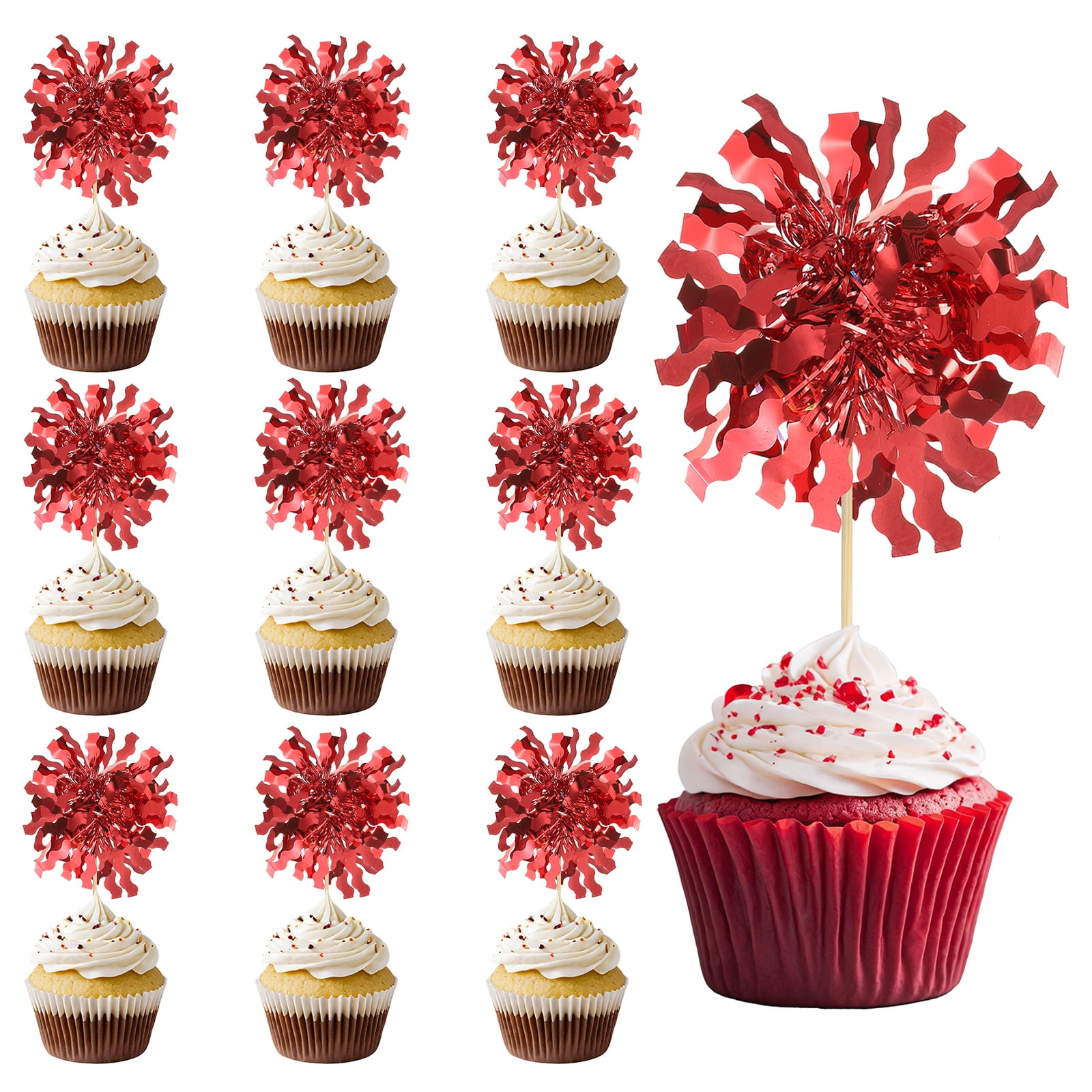 Firework Cupcake Toppers, 50 Pcs Sparkle Tassel Cupcake Picks Birthday ...