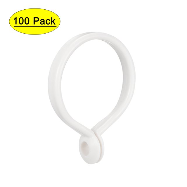 Uxcell Curtain Rings with Snap Closure for Curtain Rods Plastics White ...