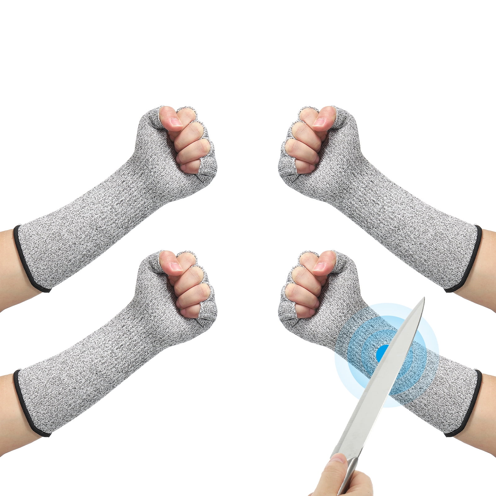 Uxcell Cut Resistant Sleeves with Finger Grips Forearm Protective ...