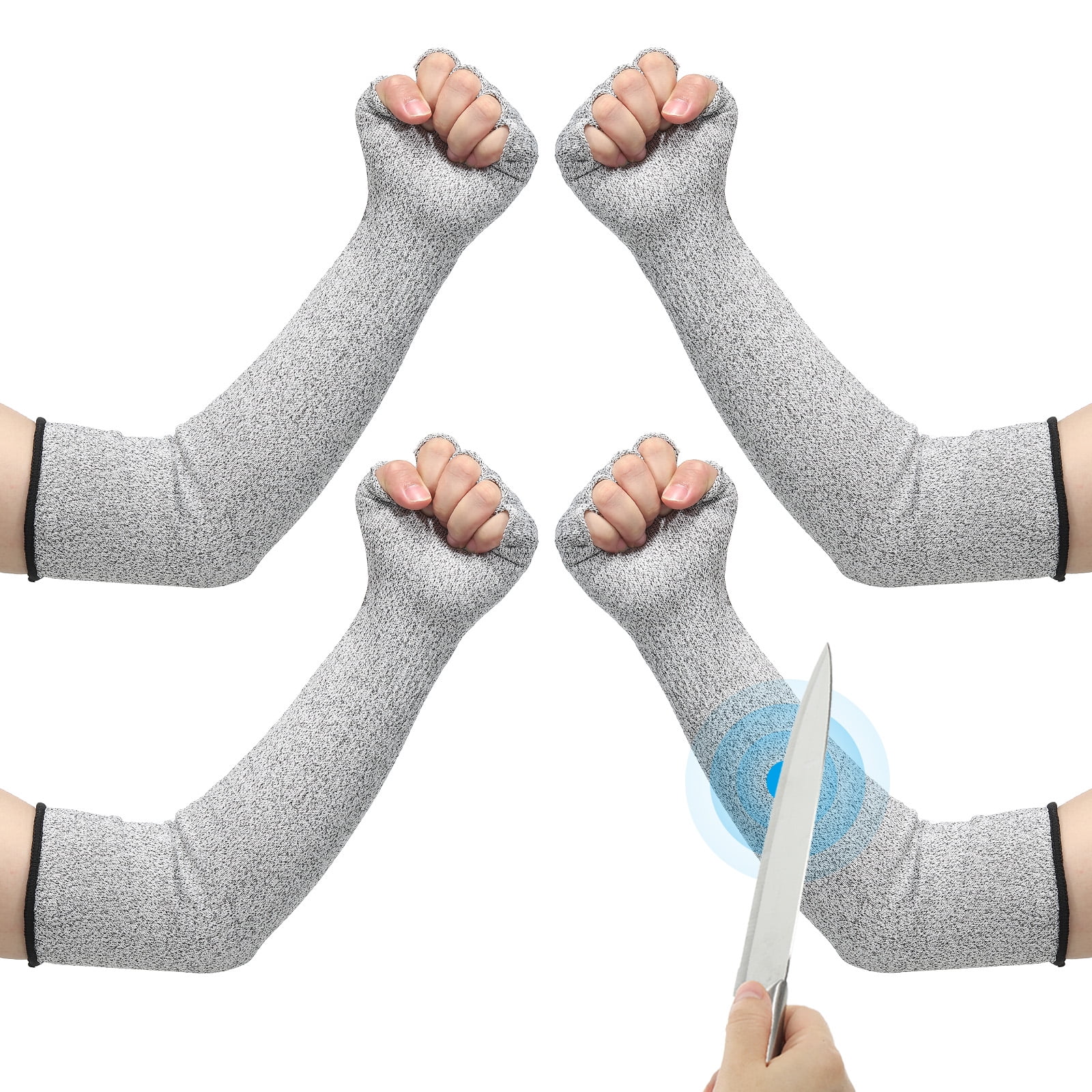 Uxcell Cut Resistant Sleeves with Finger Grips Forearm Protective ...