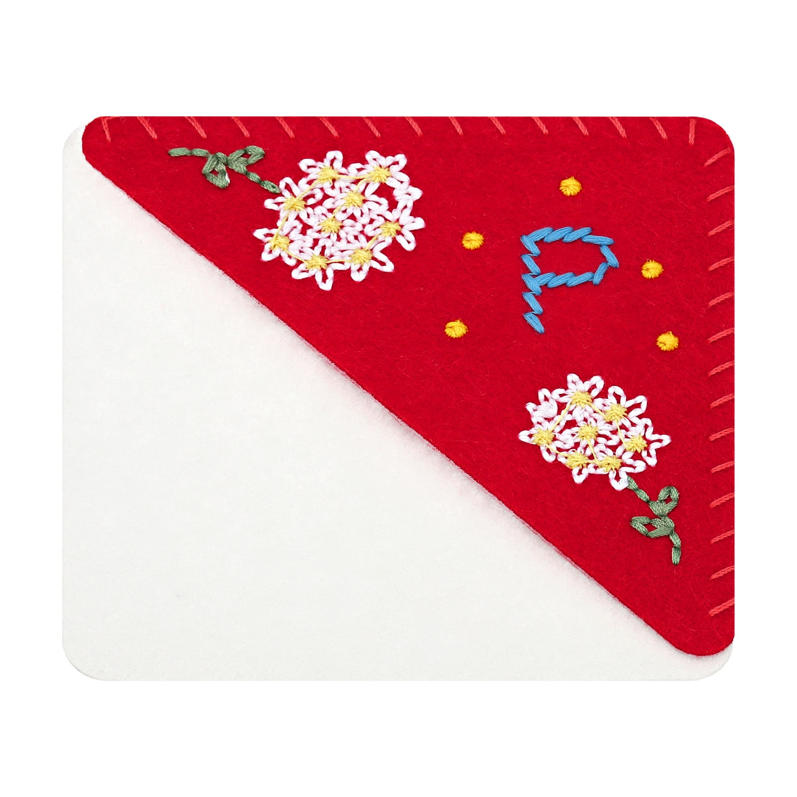 Uxcell Cute Flower Felt Personalized Embroidered Corner Bookmark, Red ...