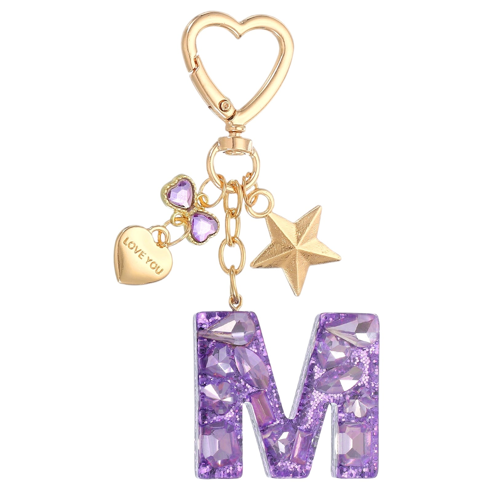 Uxcell Cute Initial Letter Keychain for Bag Backpack Purse Car Keys ...