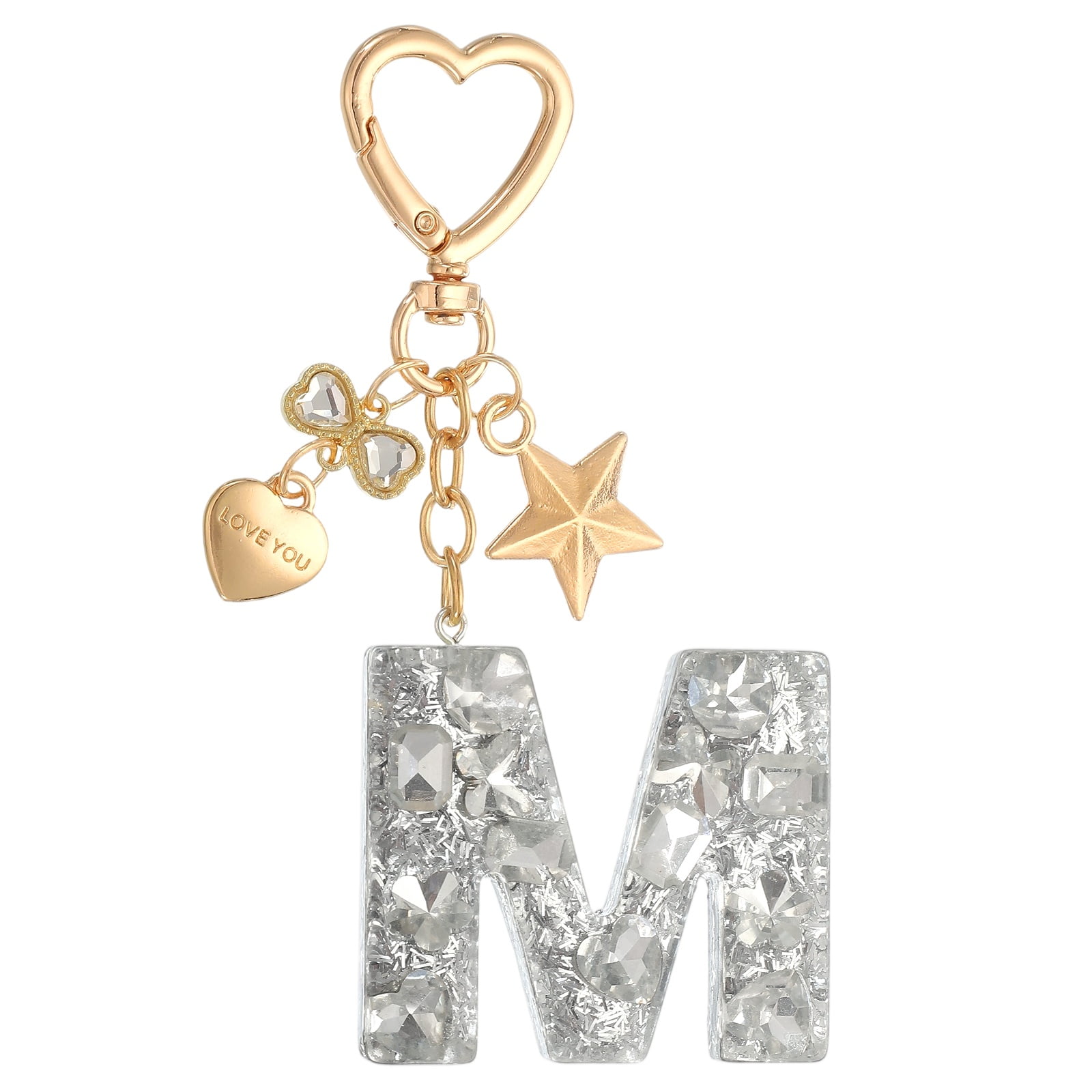 Uxcell Cute Initial Letter Keychain for Bag Backpack Purse Car Keys ...
