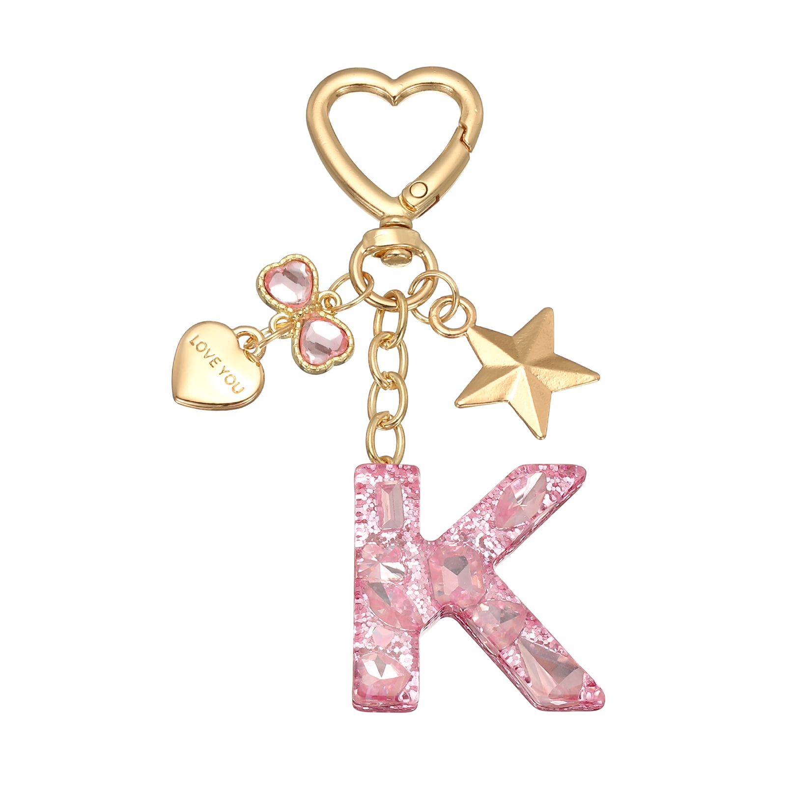 Uxcell Cute Initial Letter Keychain for Bag Backpack Purse Car Keys ...
