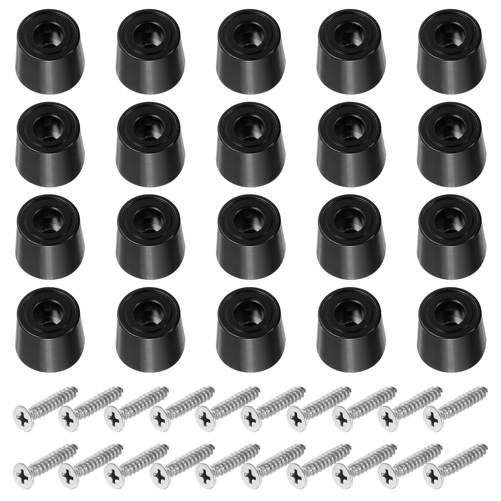 Uxcell Cutting Board Feet Non Slip Rubber Feet Bumpers with Screws 20 Set 0.73"x0.59", Black ...