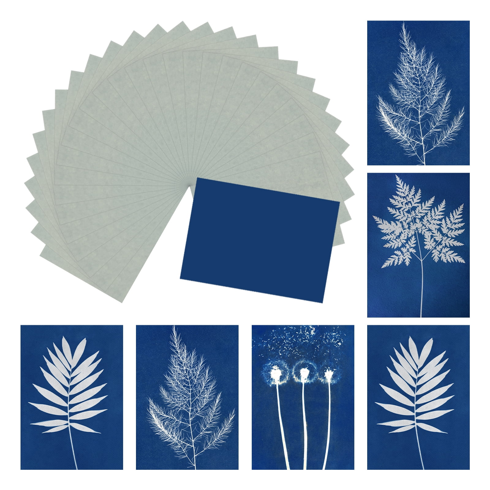 Uxcell Cyanotype Paper,24 Sheet Sun Print Paper Blue Crafts Paper for ...