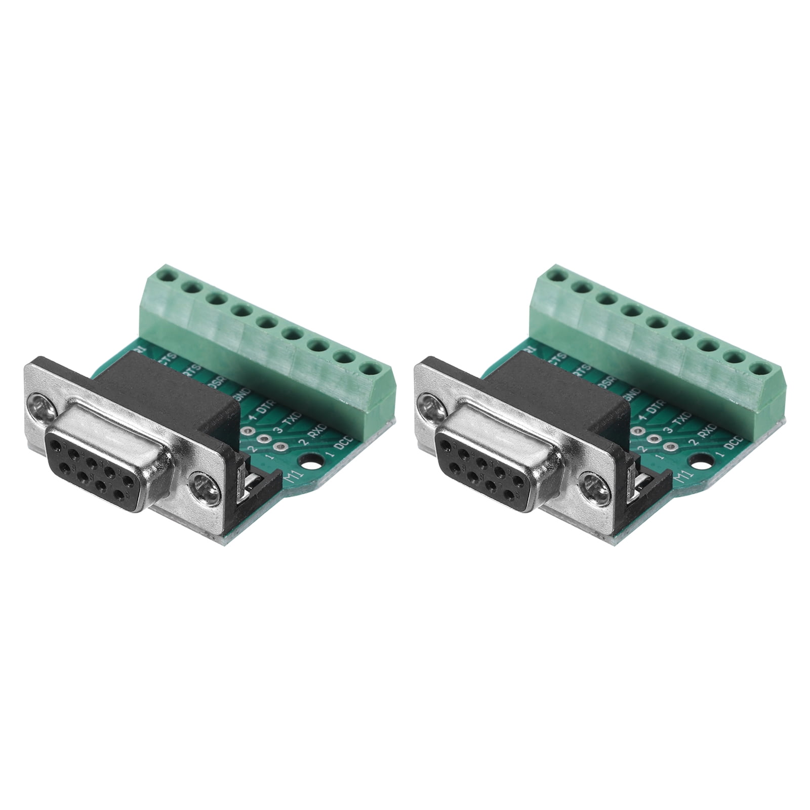 Uxcell 2pcs D-sub DB9 Connector Breakout Board 9 Pin 2 Row Female RS232 Serial Port Solderless ...
