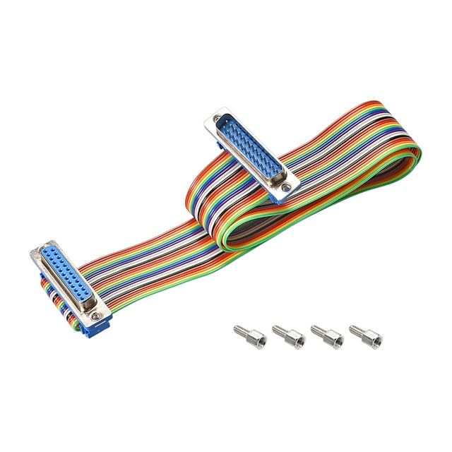 Uxcell DB25 Male to DB25 Female IDC Rainbow Wire Flat Ribbon Cable ...